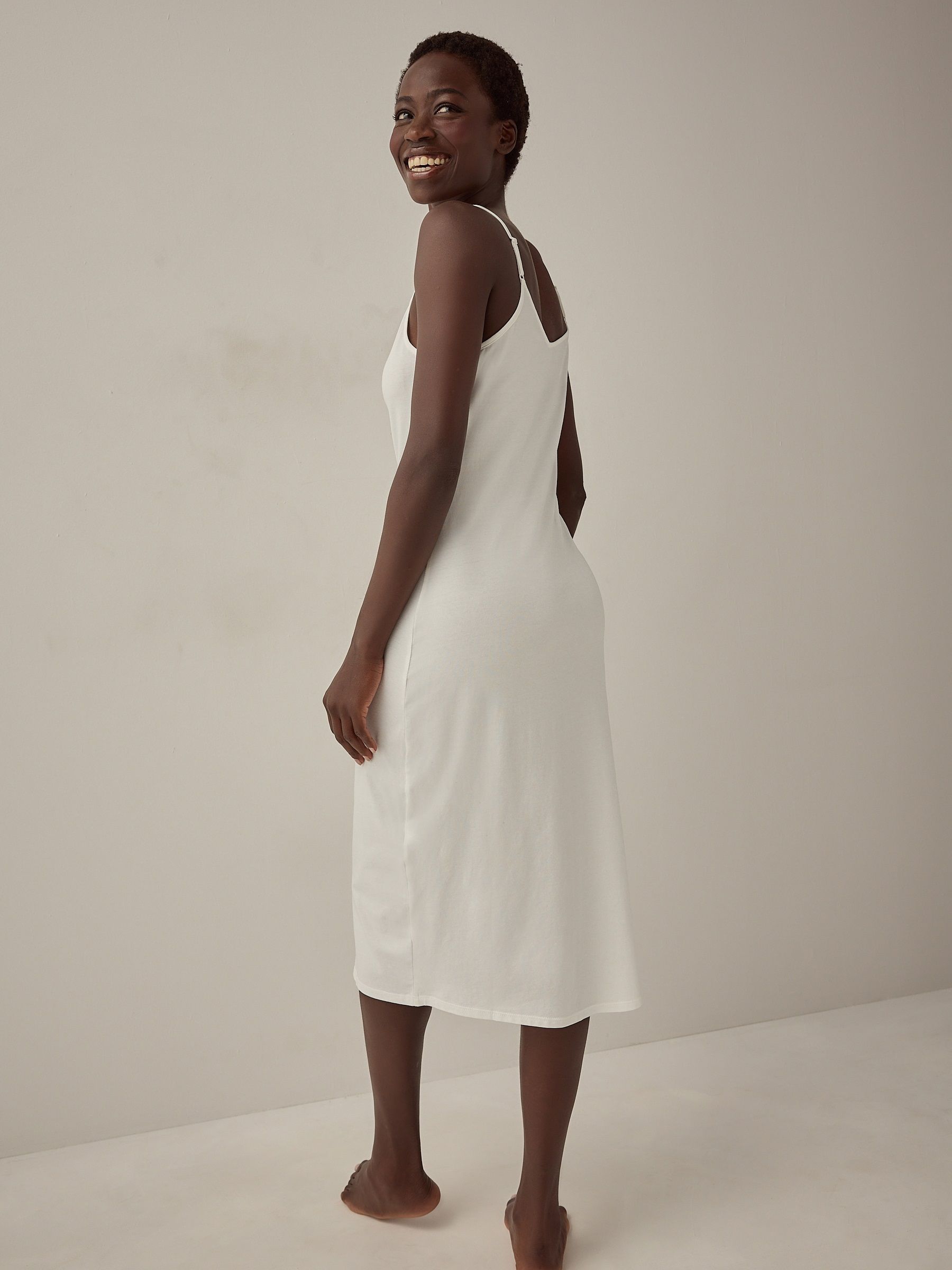 Buy Black/White Long Naturally Cooling Cotton Midi Slips 2 Pack from ...