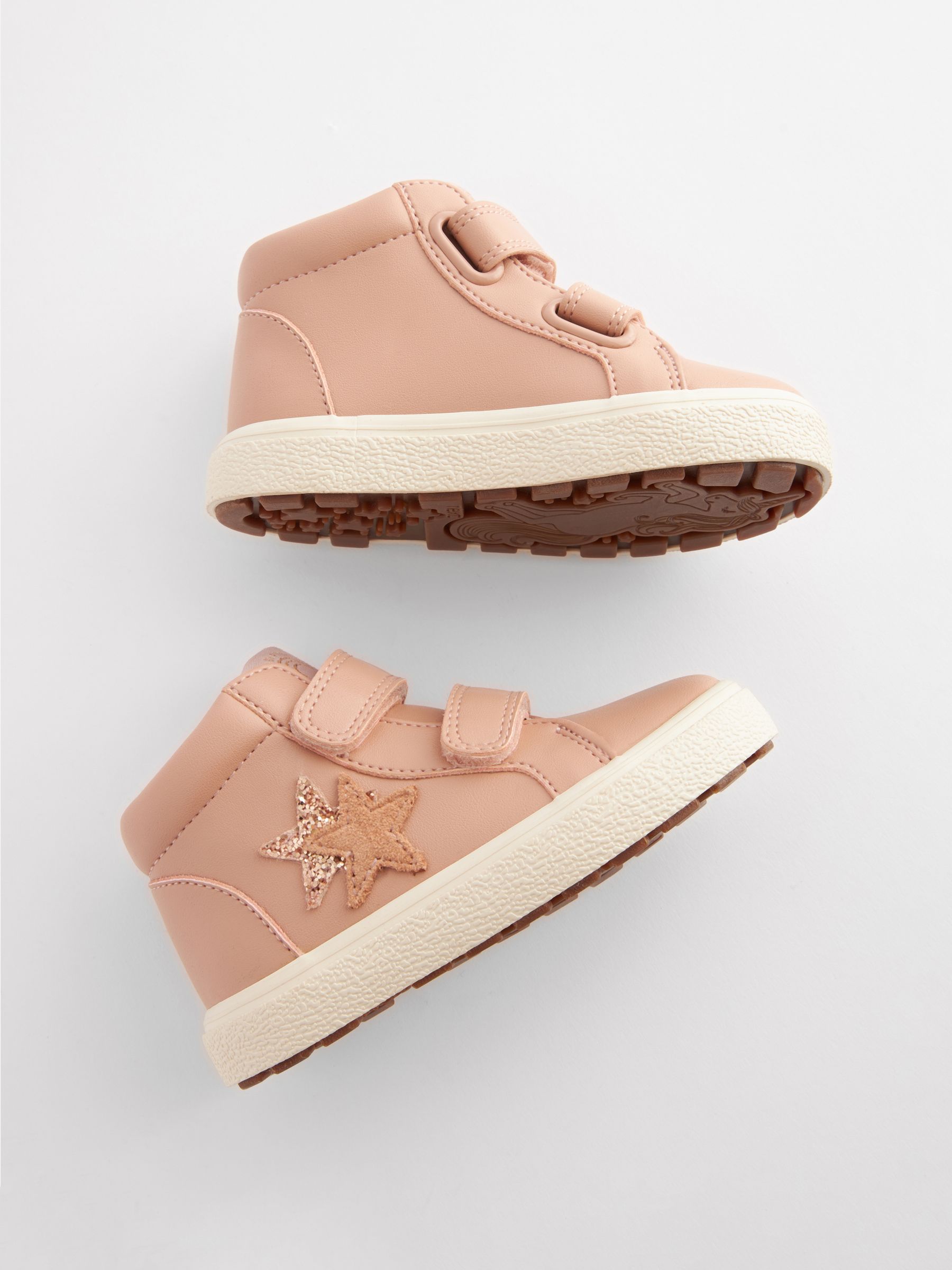 Buy Pink Wide Fit (G) Star Touch Fasten Strap High Top Trainers from ...