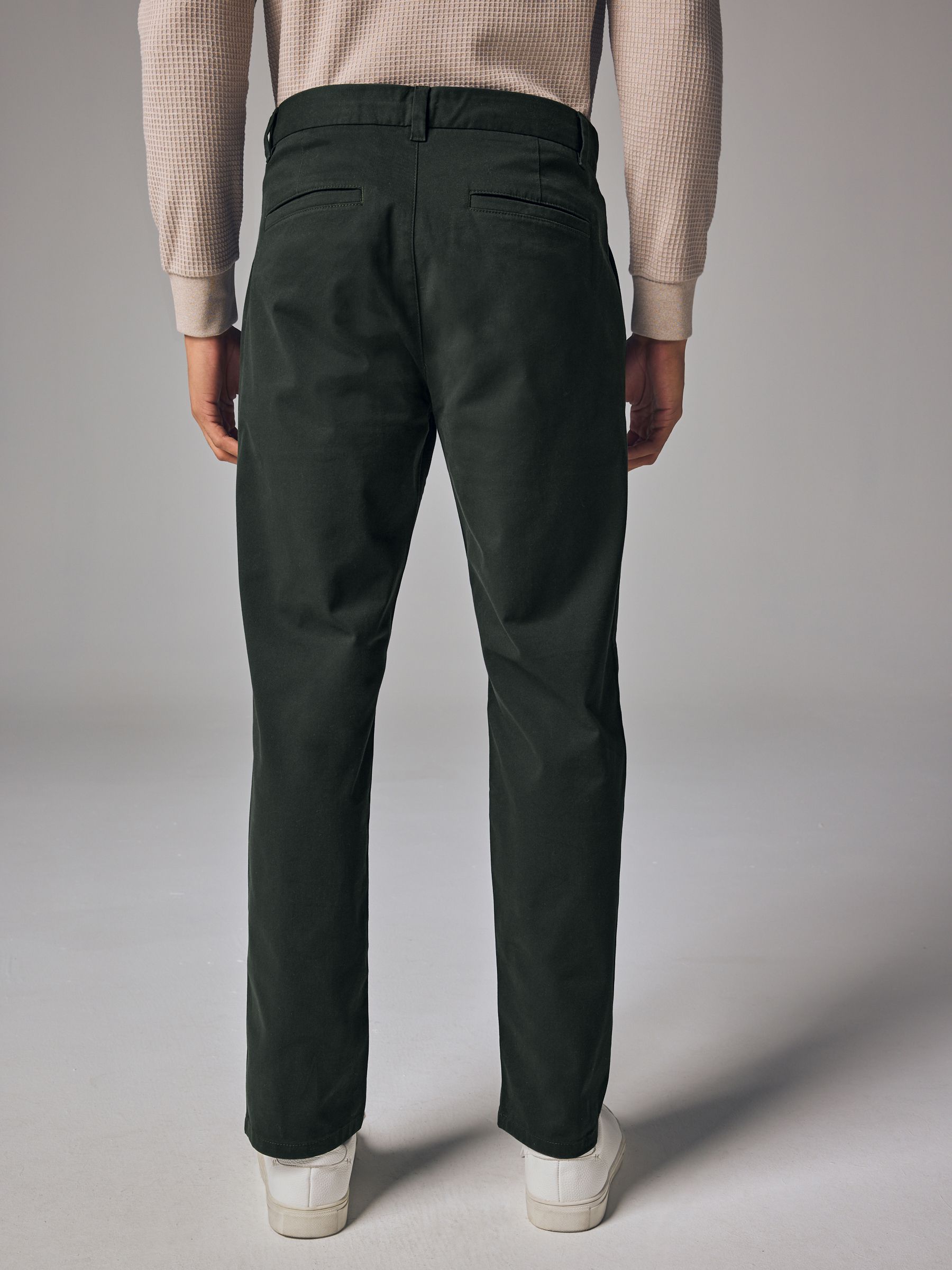 Buy Green Dark Straight Fit Stretch Chinos Trousers from the Next UK ...