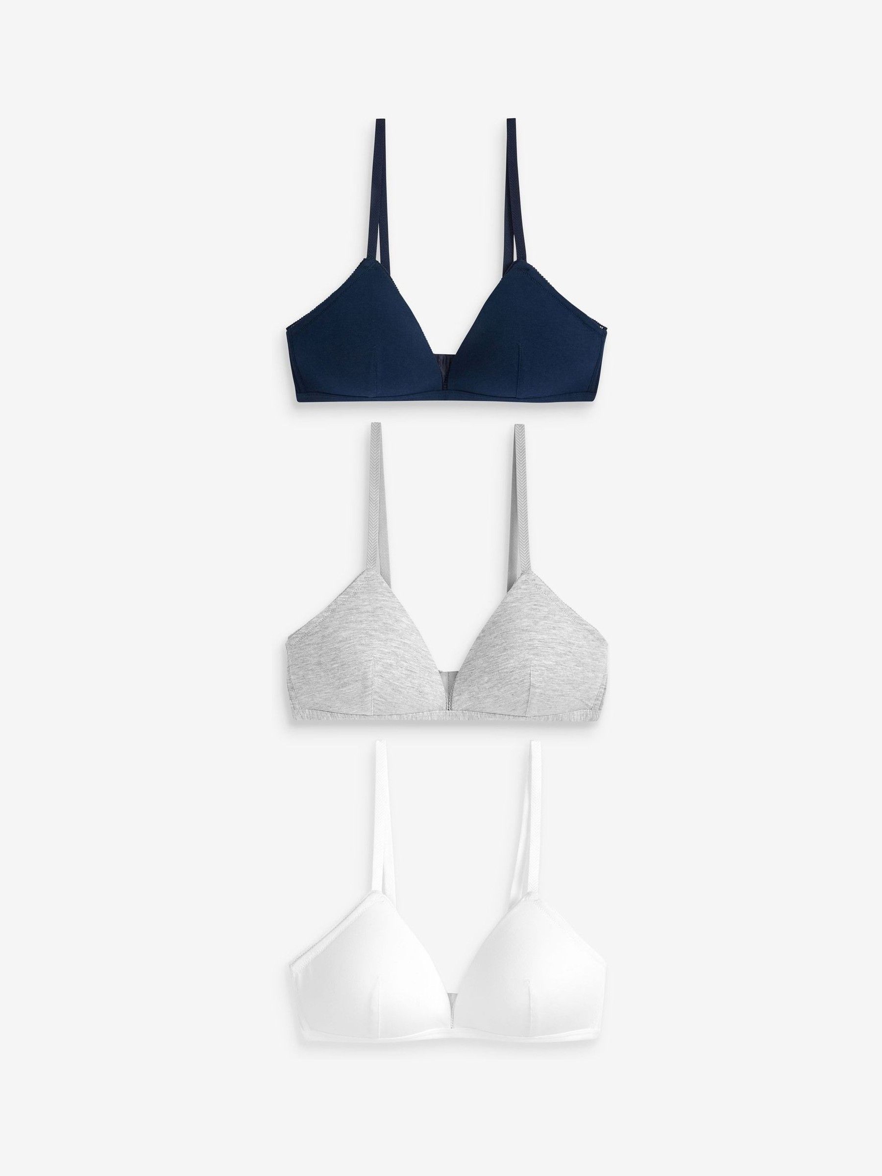 Buy Navy Blue/Grey Marl/White First Bras 3 Pack from the Next UK online ...