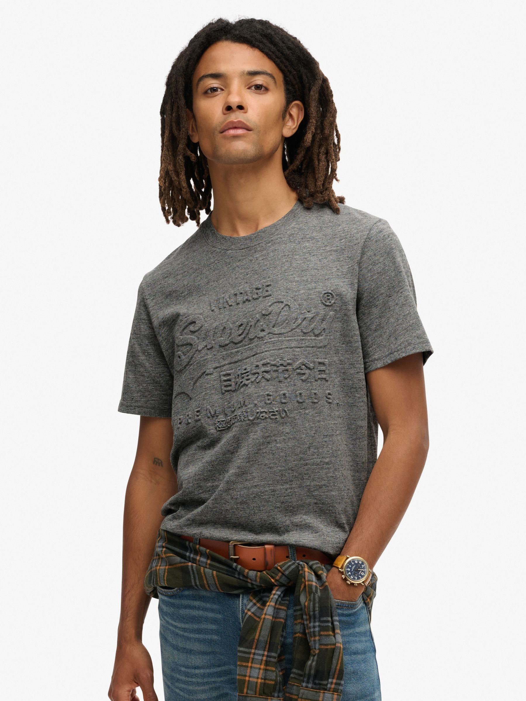 Buy Superdry Charcoal Grit Embossed Vl Graphic T-Shirt from the Next UK ...