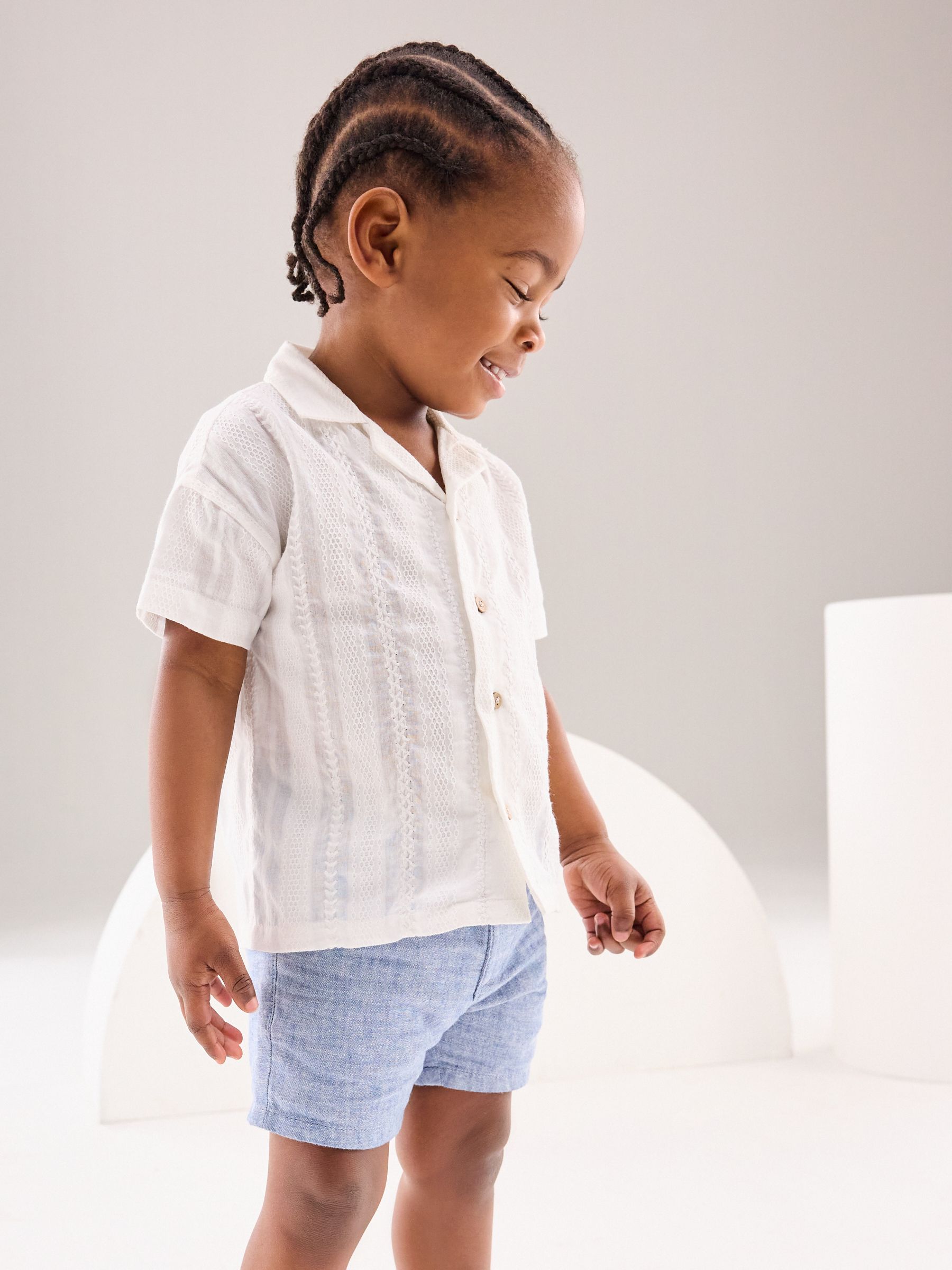 Buy Chambray Blue Linen Blend Chino Shorts (3mths-7yrs) from Next USA