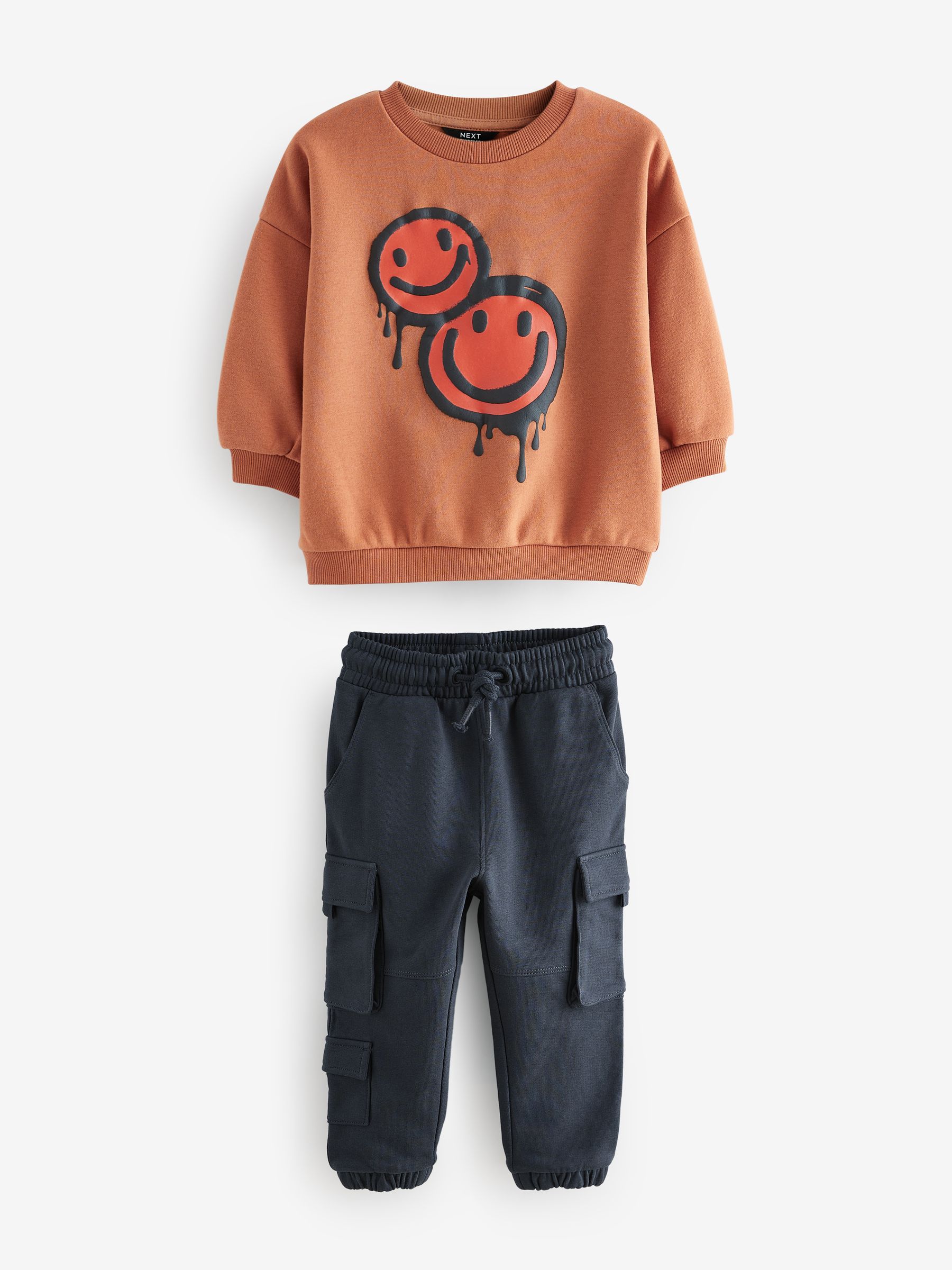 Buy Rust Brown Happy Sweatshirt and Utility Joggers 2 Piece Set (3mths ...