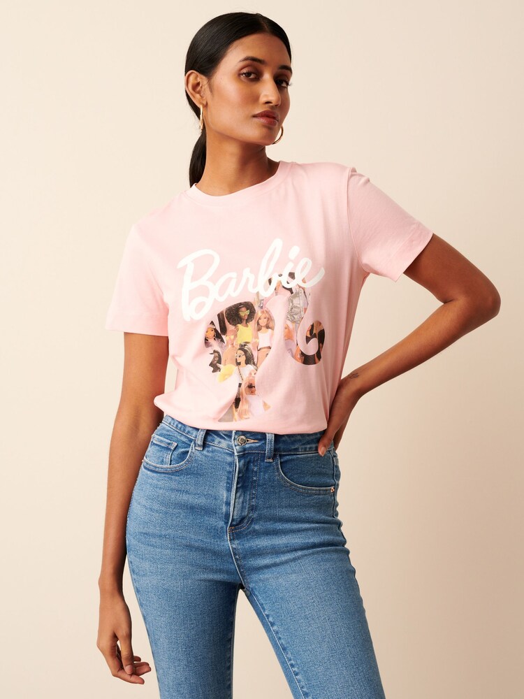 Buy Pink Barbie License Graphic Short Sleeve T-Shirt from the Next UK ...