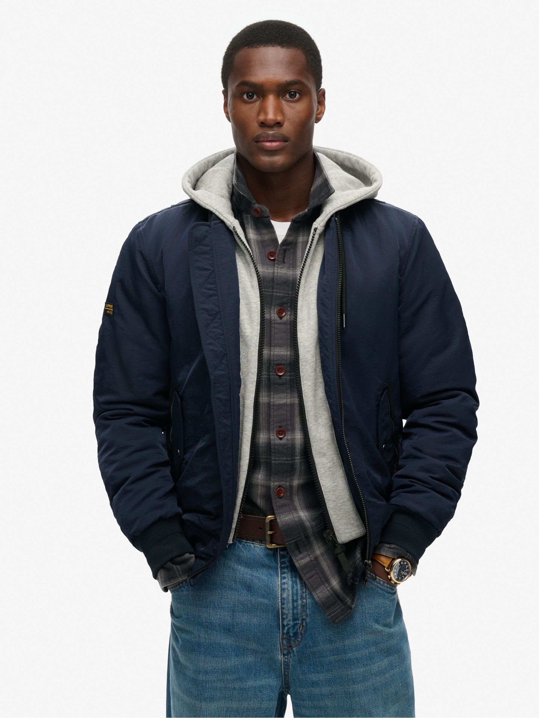 Buy Superdry Eclipse Navy Military Hooded Jacket from the Next UK ...