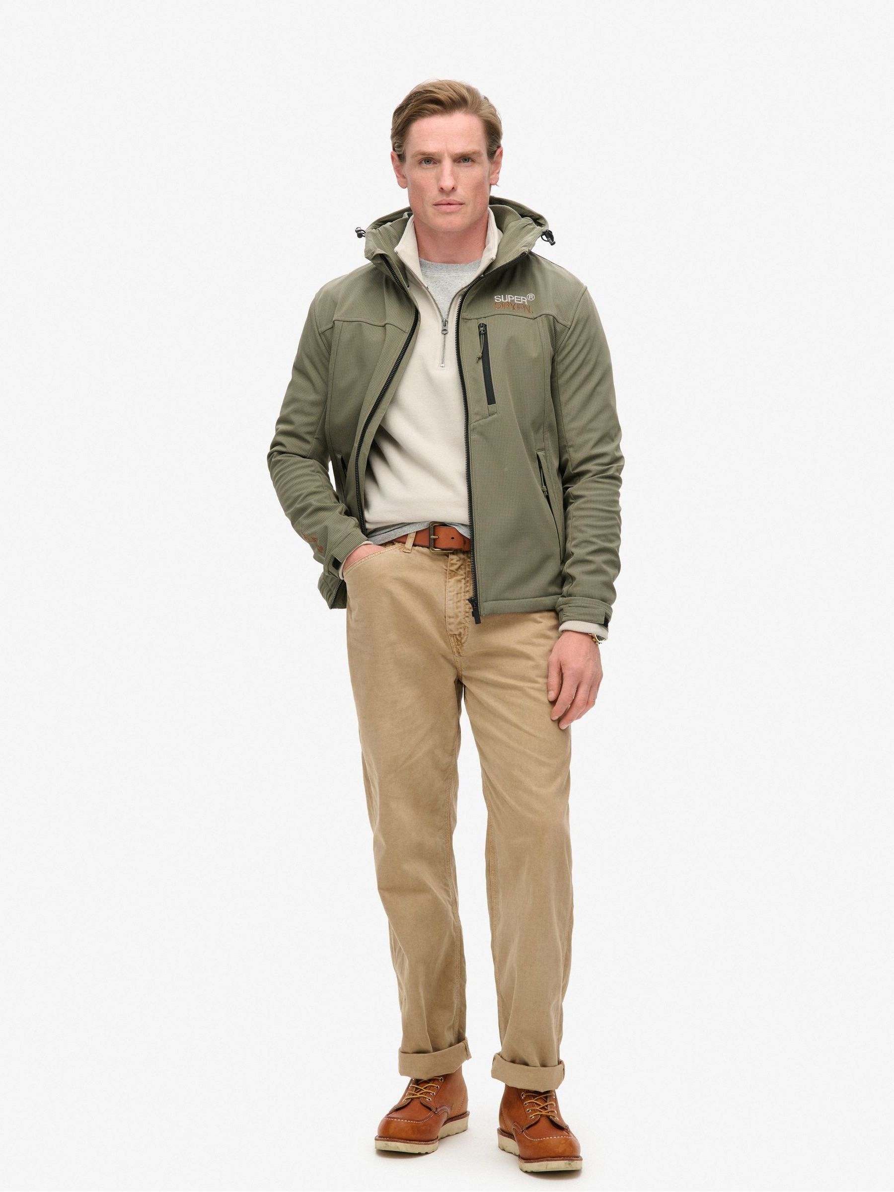 Buy Superdry Dusty Olive Green Hood Ripstop Softshell Trekker Jacket ...