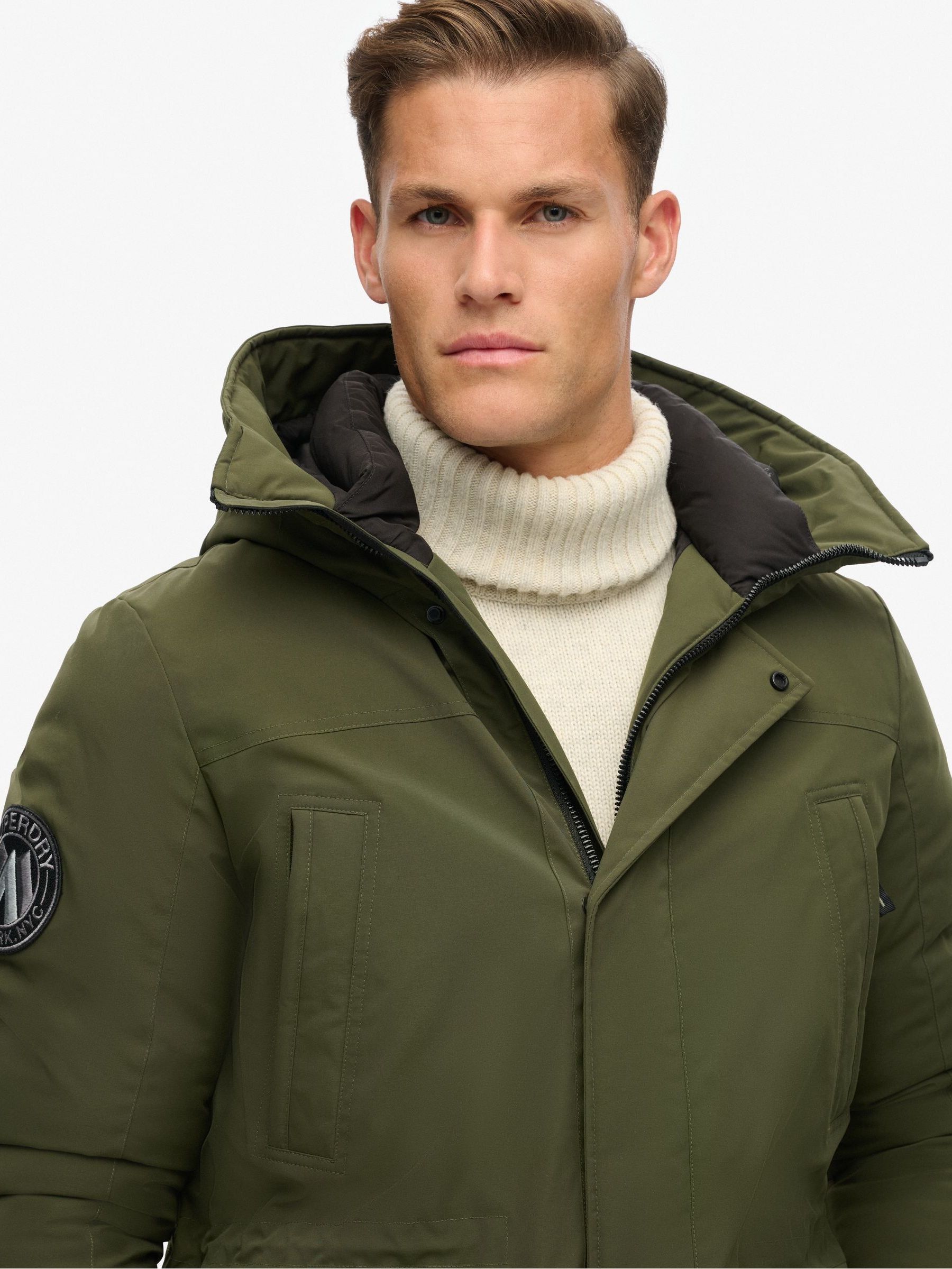 Buy Superdry Green City Padded Parka Coat Hooded and Water-Repellent ...