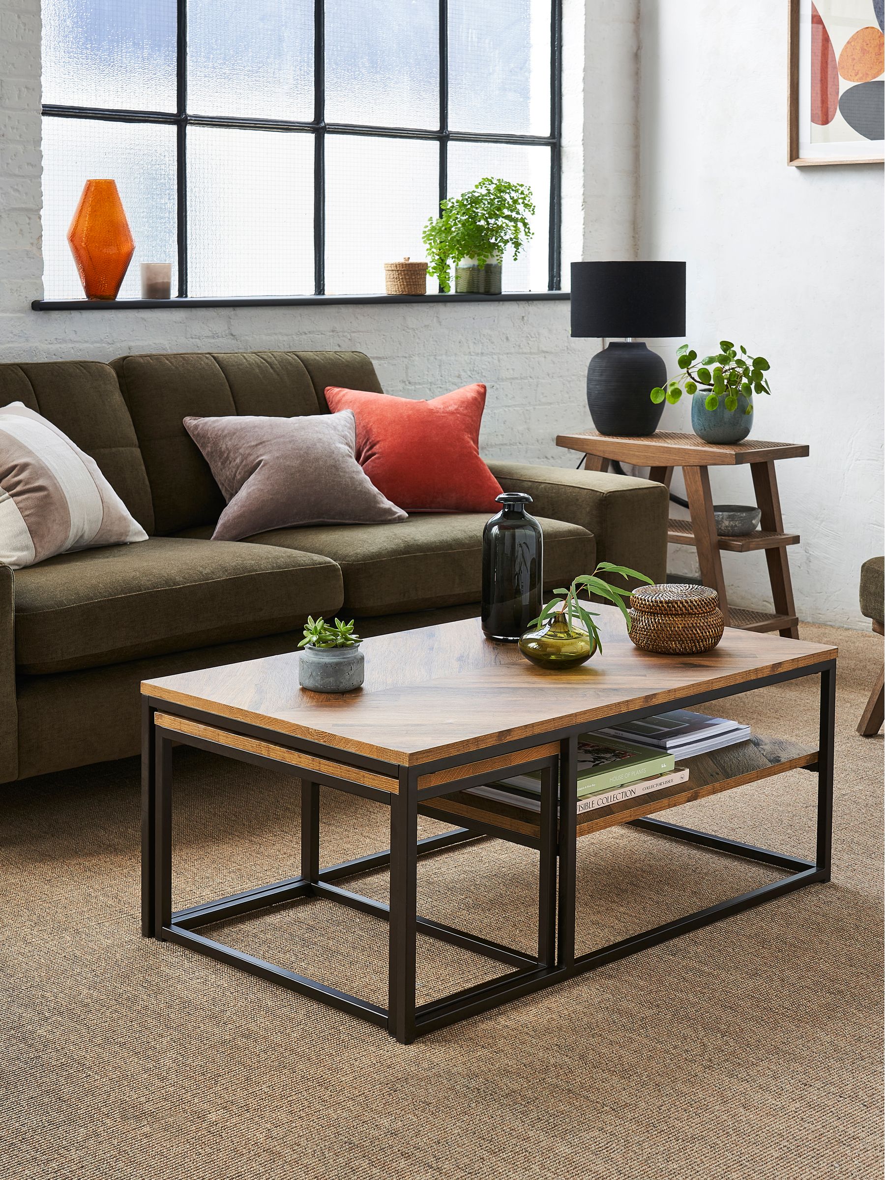 Buy Dark Bronx Chevron Oak Effect Nest of 2 Coffee Table from the Next ...