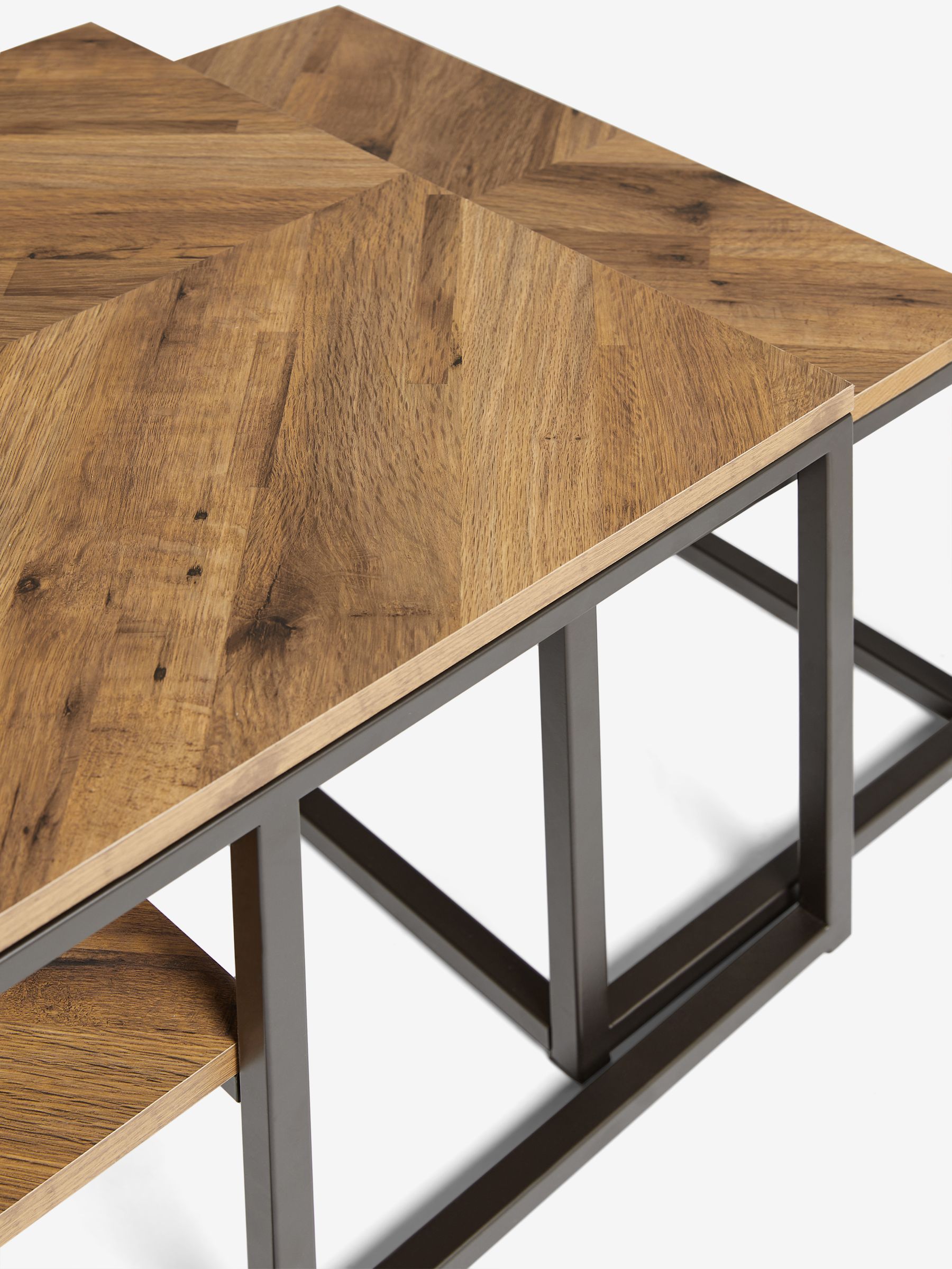 Buy Dark Bronx Chevron Oak Effect Nest of 2 Coffee Table from the Next ...