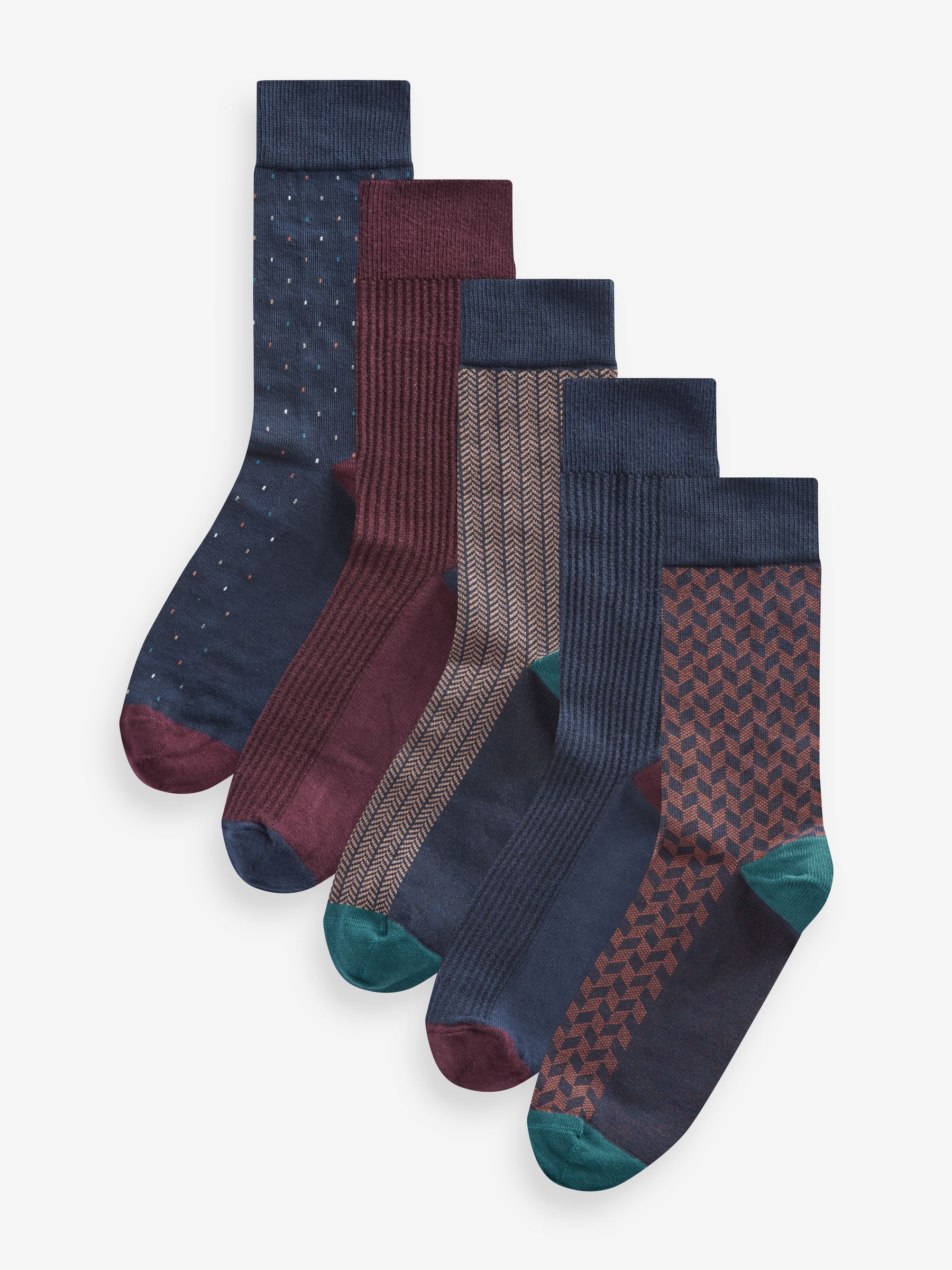Buy Neutral/Navy Pattern Smart Socks 5 Pack from the Next UK online shop