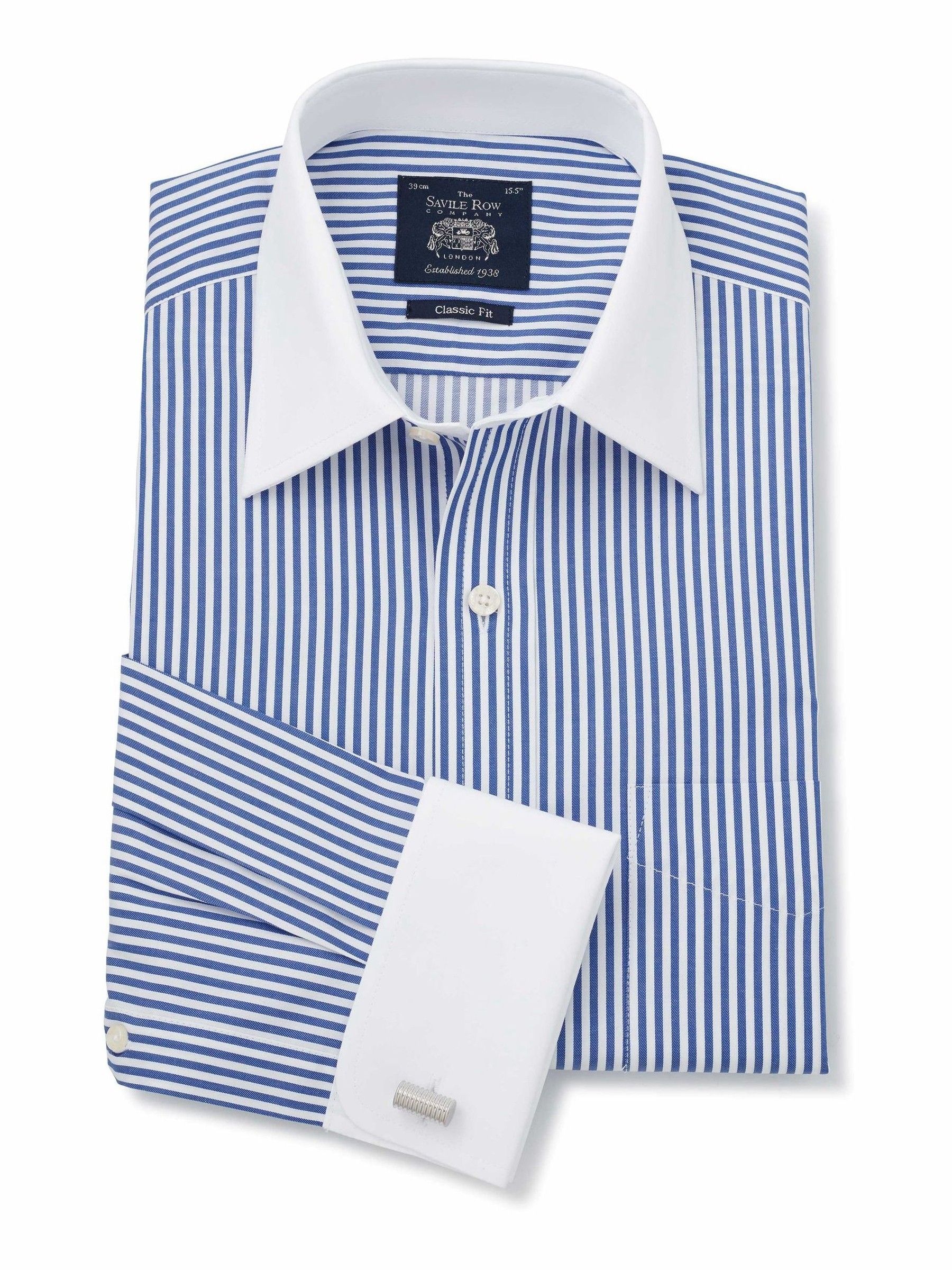 Buy Savile Row Company Classic Fit Blue Savile Row Co Stripe Double ...