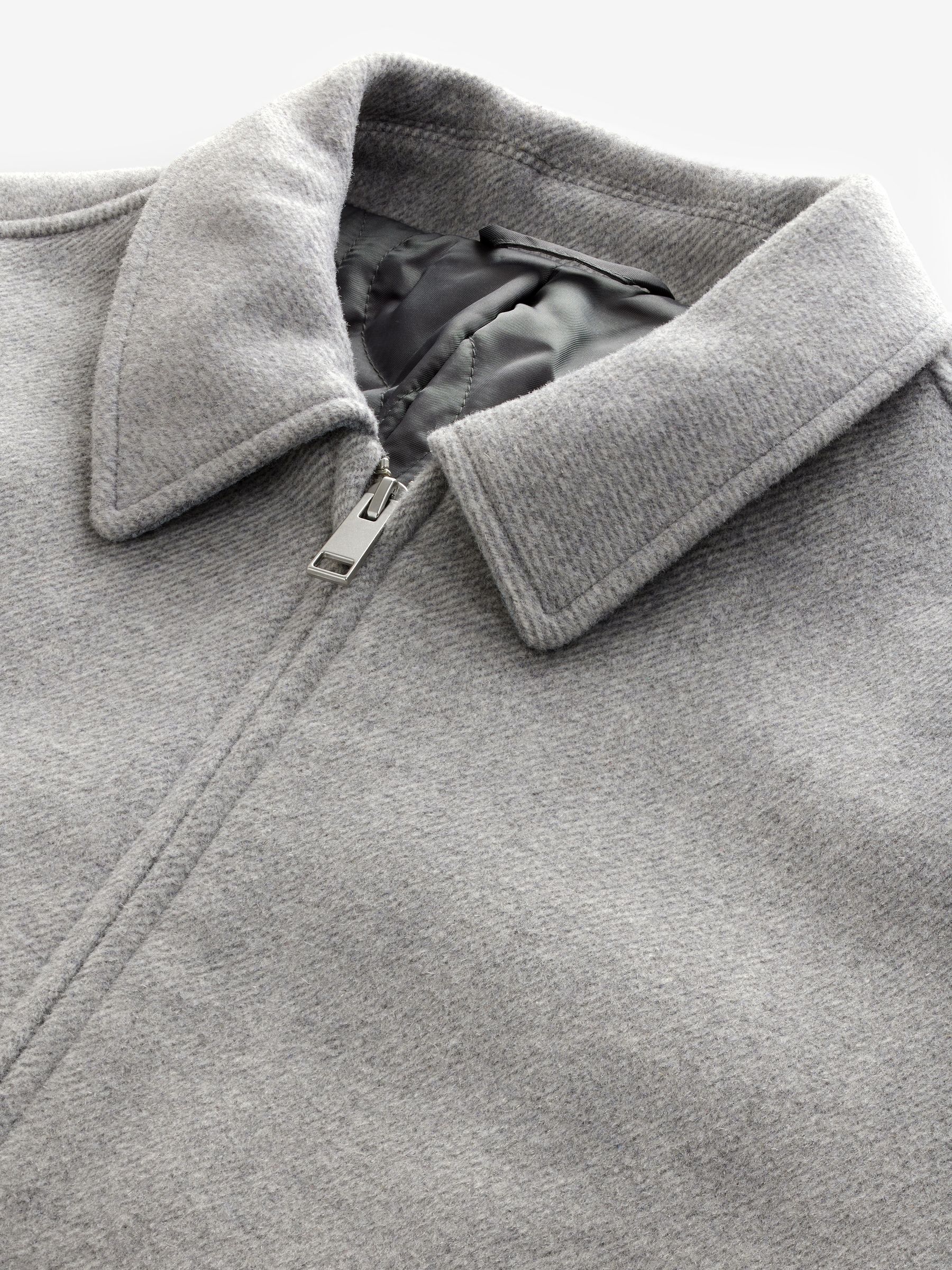 Buy Light Grey Soft Touch Padded Harrington Jacket with Wool from the ...