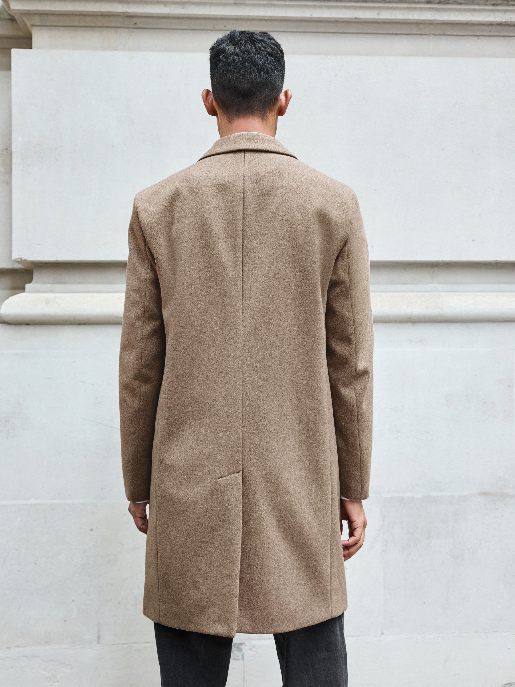Buy Neutral Regular Fit Epsom Overcoat with Wool from Next Ireland
