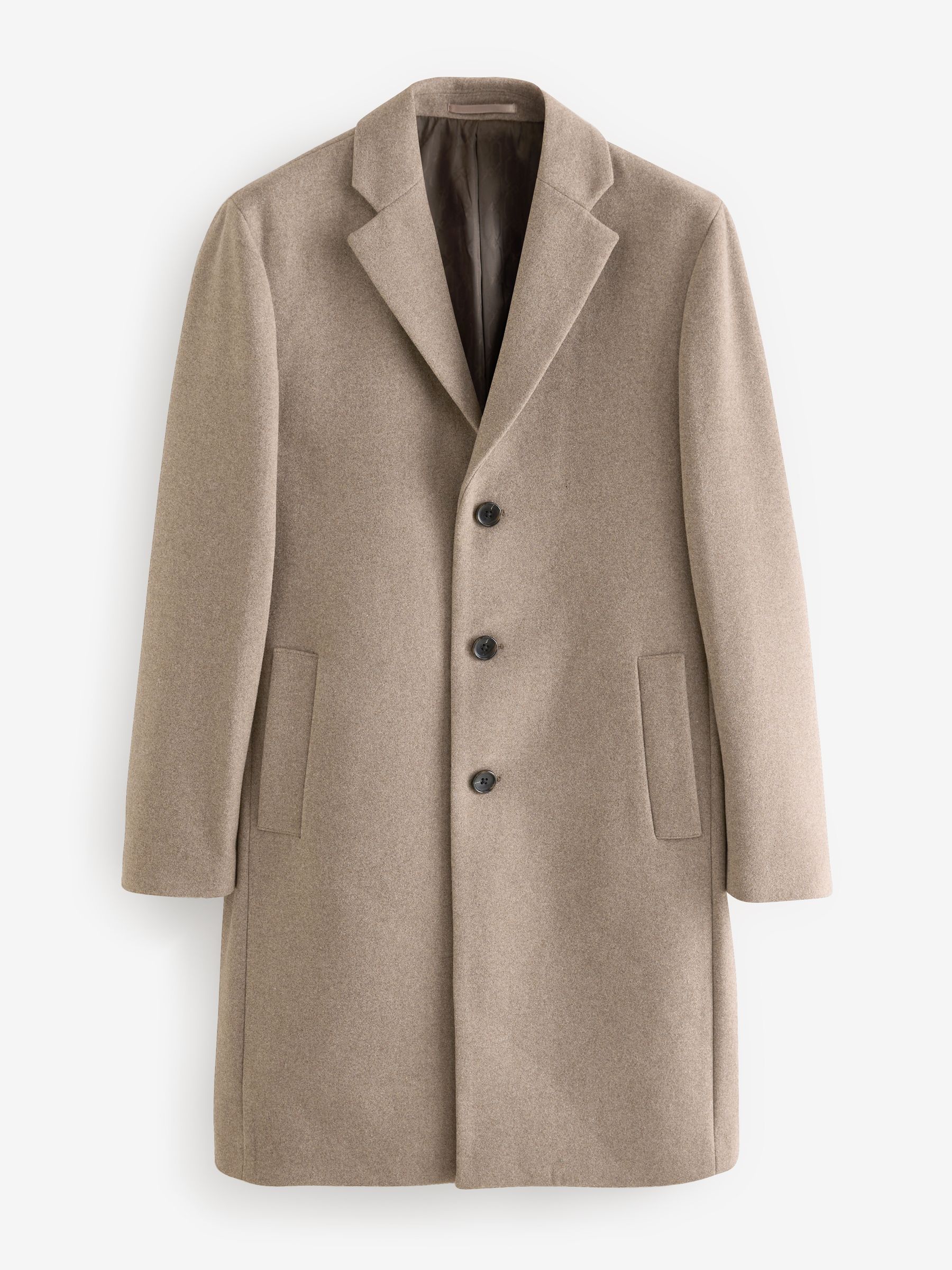 Buy Neutral Regular Fit Epsom Overcoat with Wool from the Next UK ...
