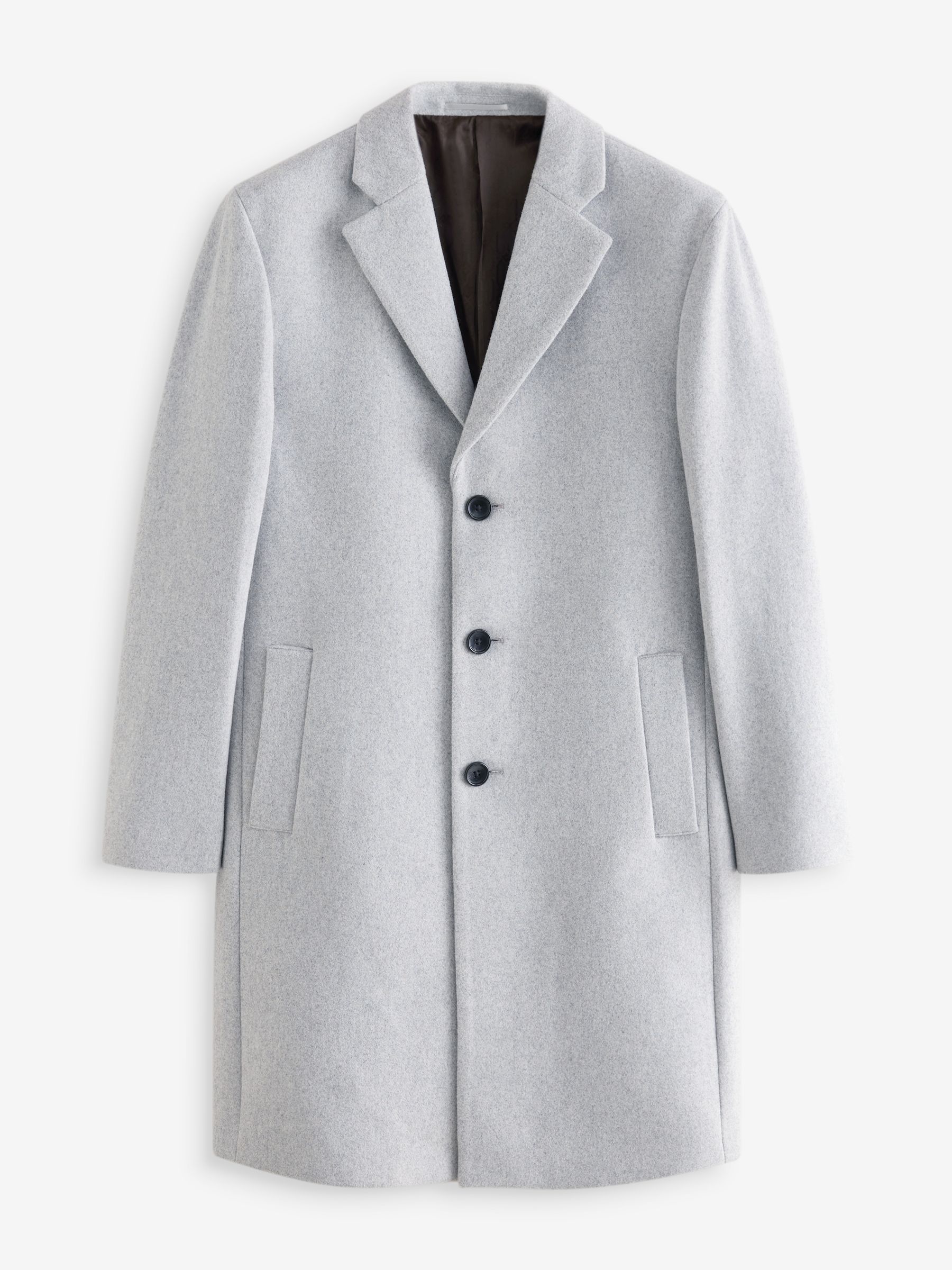 Buy Light Grey Regular Fit Epsom Overcoat with Wool from the Next UK ...