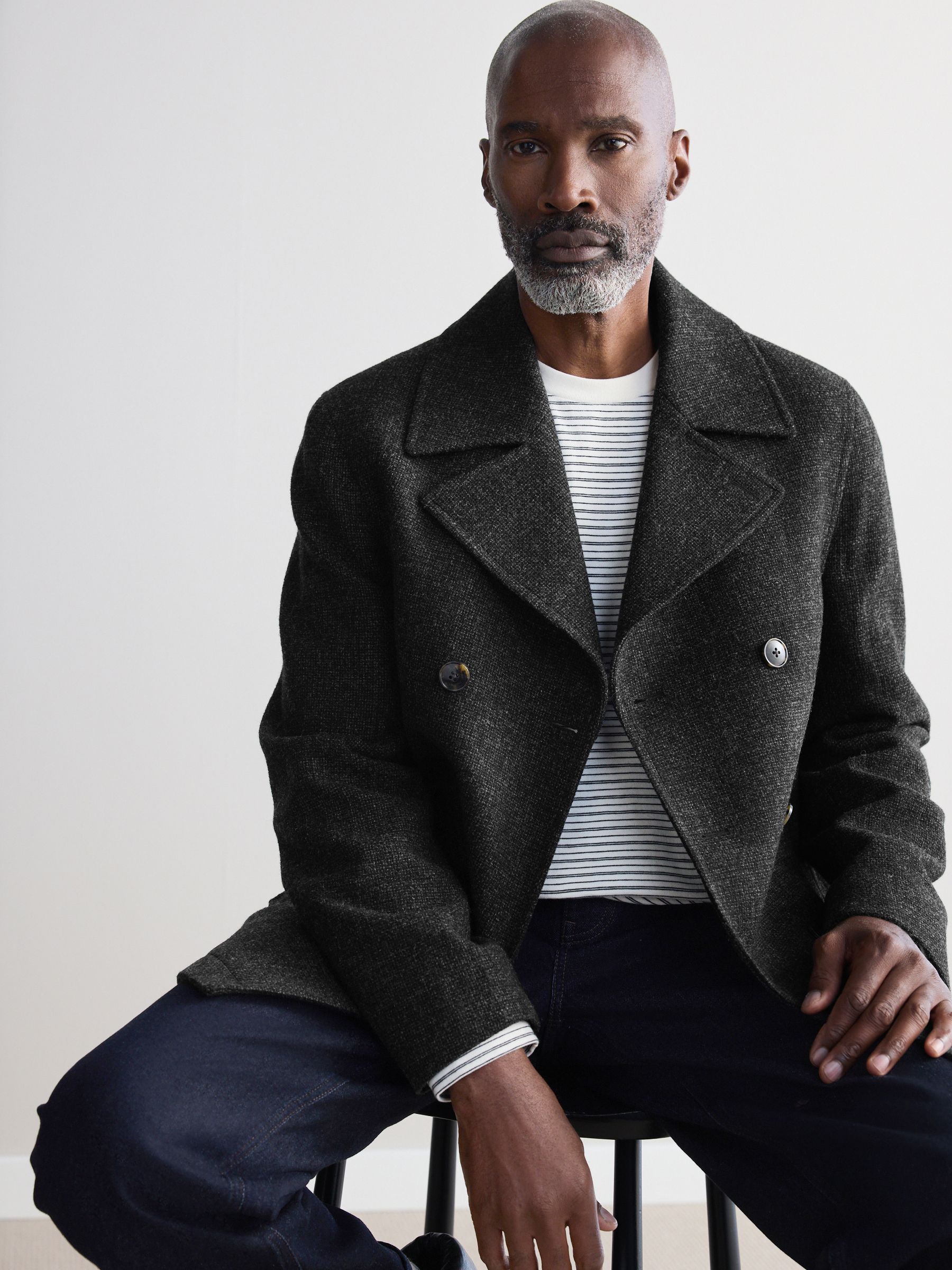 Buy Charcoal Grey Signature 100% Wool Pea Coat from Next United Arab ...