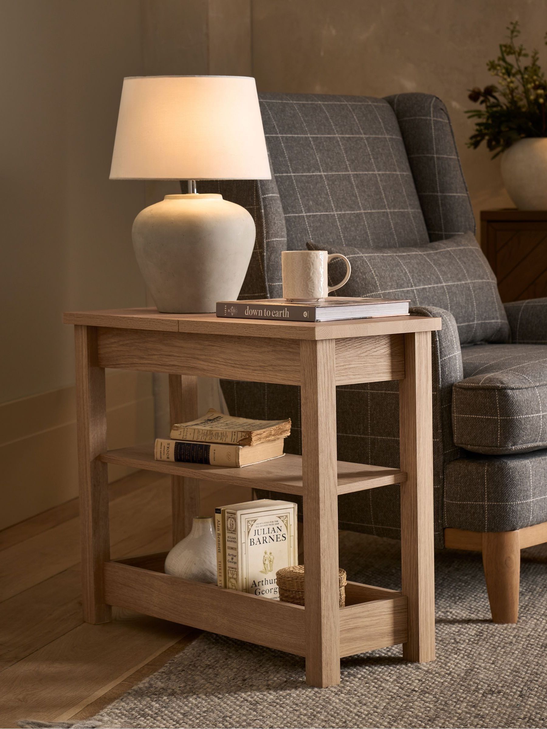 Sofa side table with drawer store