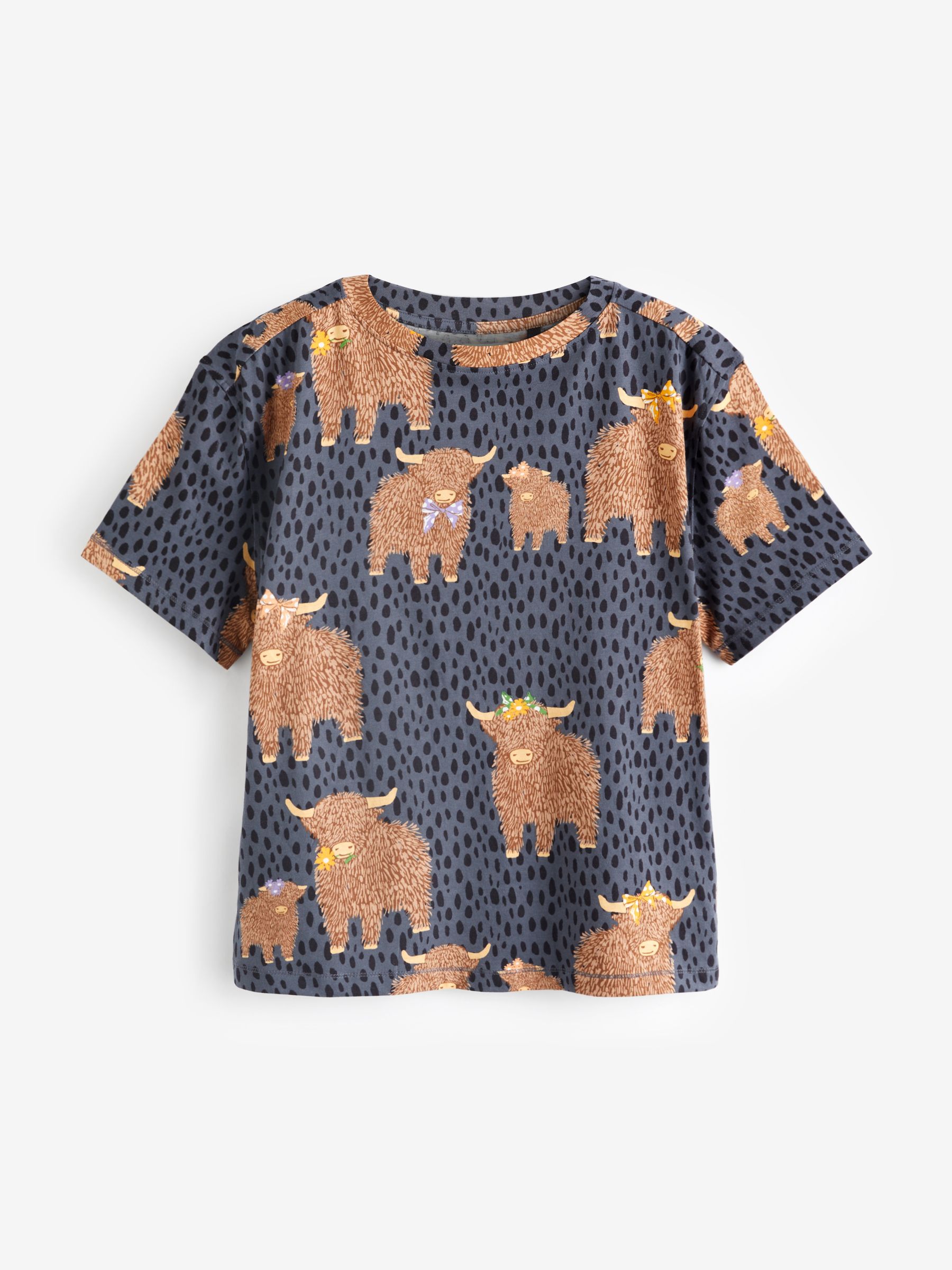 Buy Navy Hamish the Highland Cow 100% Cotton Short Sleeve Pyjamas from ...