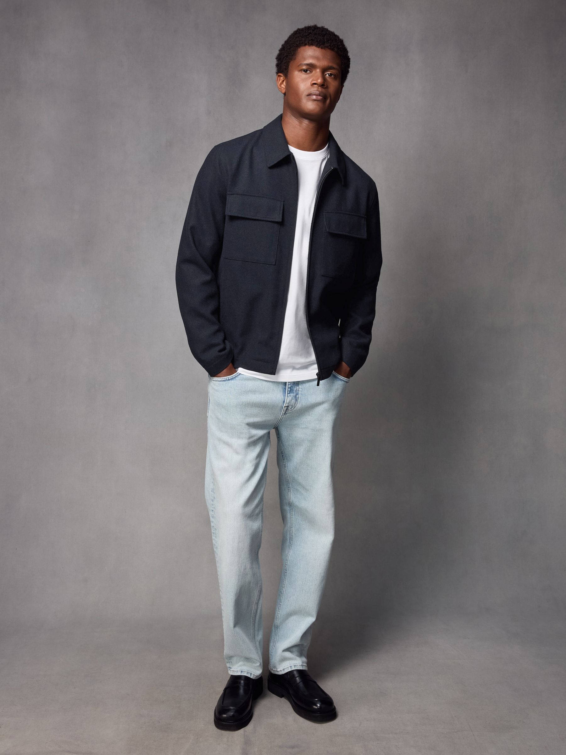 Buy Navy Blue Wool Blend Shacket from the Next UK online shop