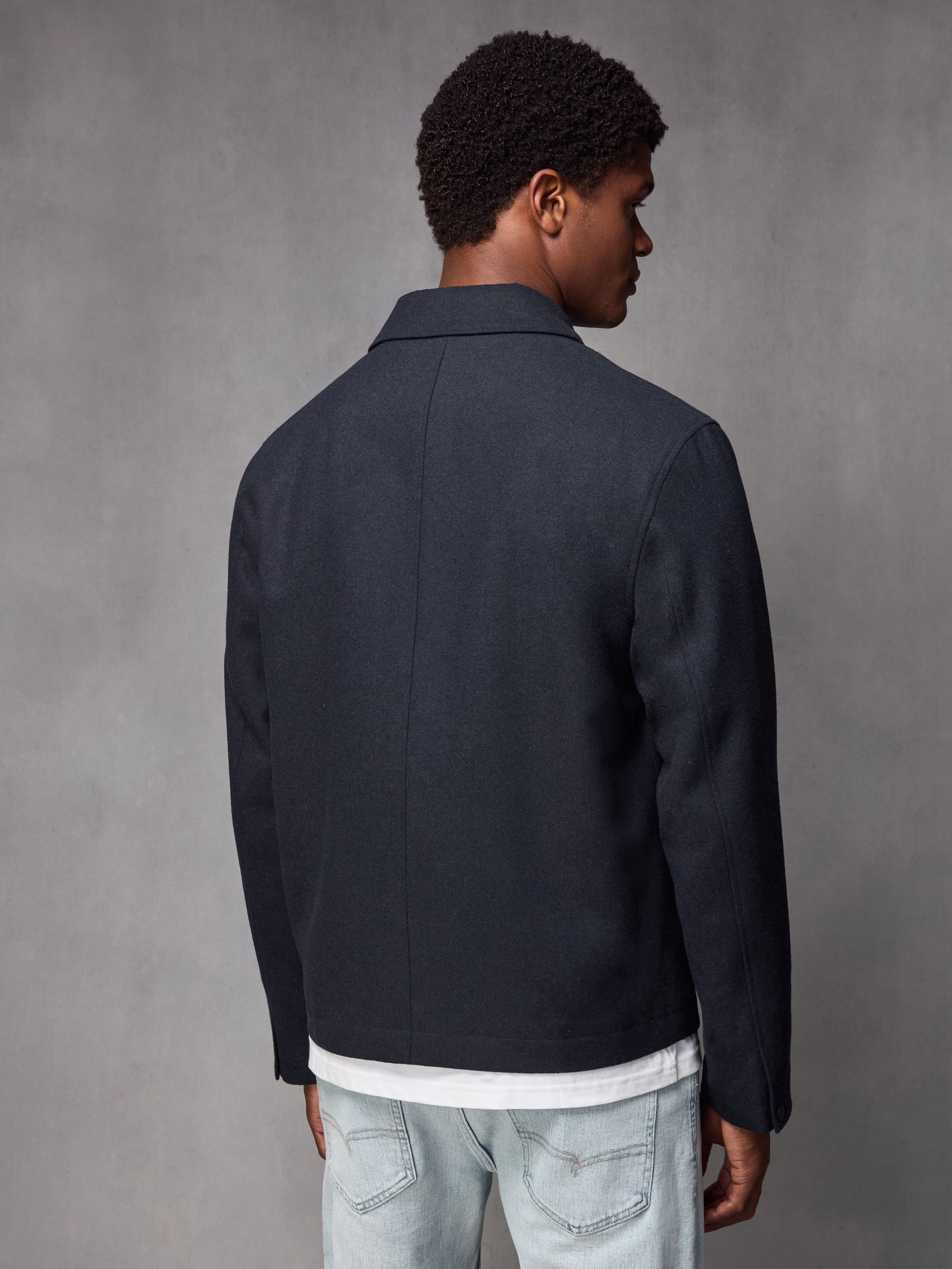 Buy Navy Blue Wool Blend Shacket from the Next UK online shop