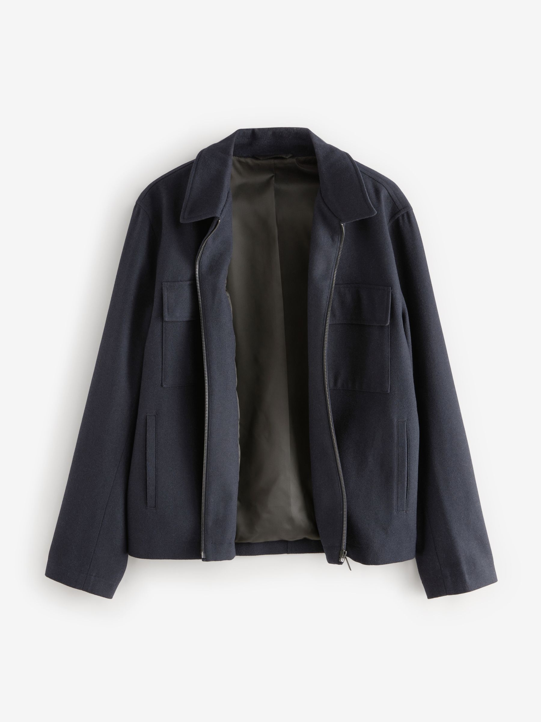 Buy Navy Blue Wool Blend Shacket from the Next UK online shop