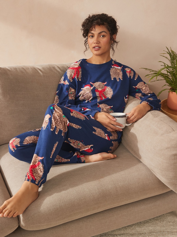 Buy Navy Blue Matching Family Womens Christmas Hamish The Highland Cow ...