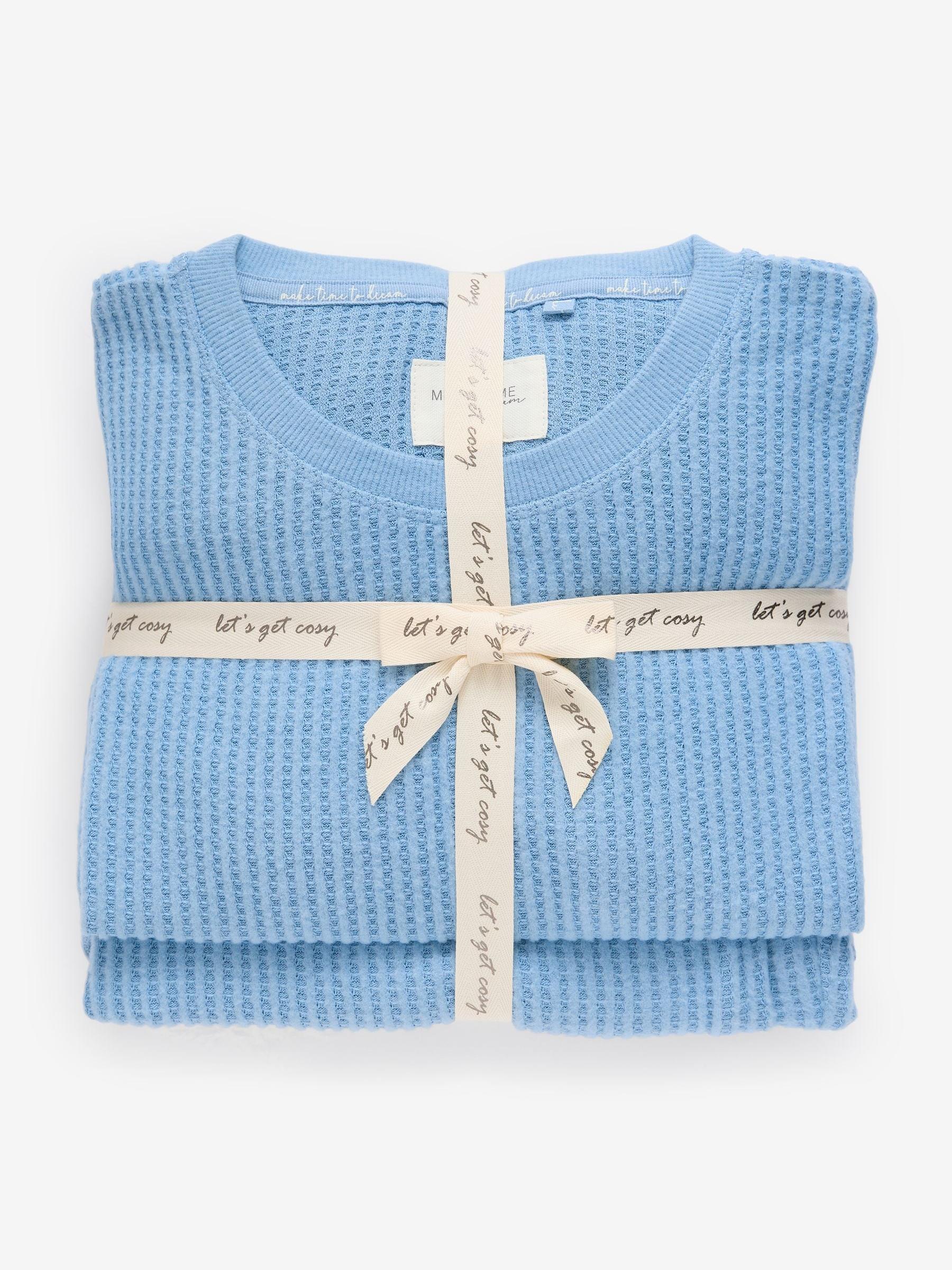 Buy Blue Cosy Waffle Long Sleeve Pyjamas from the Next UK online shop