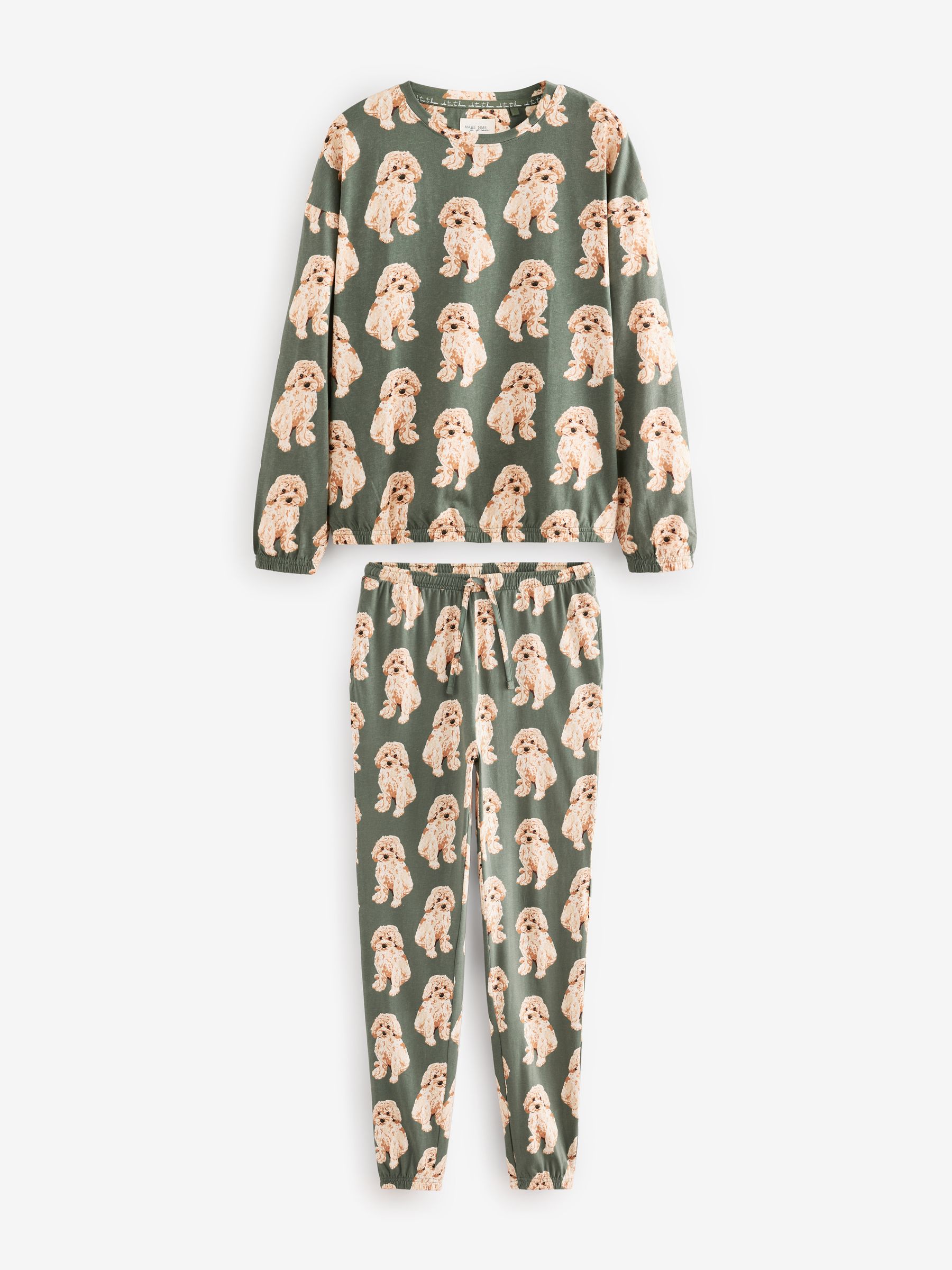 Buy Sage Green Charlie The Cockapoo Print Long Sleeve Pyjamas from the ...
