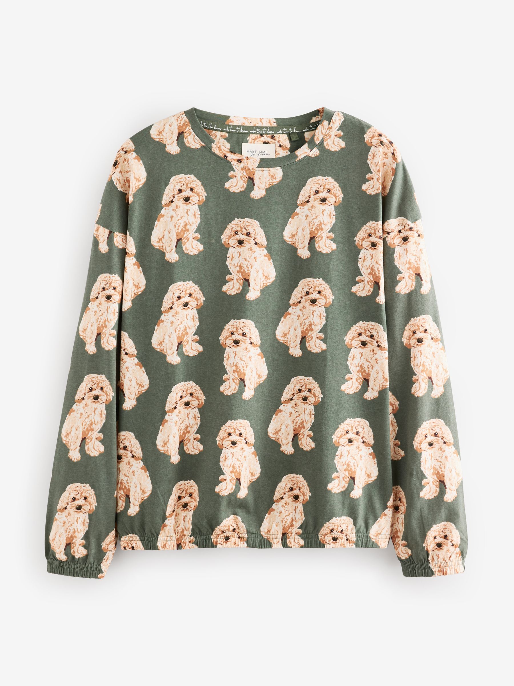 Buy Sage Green Charlie The Cockapoo Print Long Sleeve Pyjamas from the ...