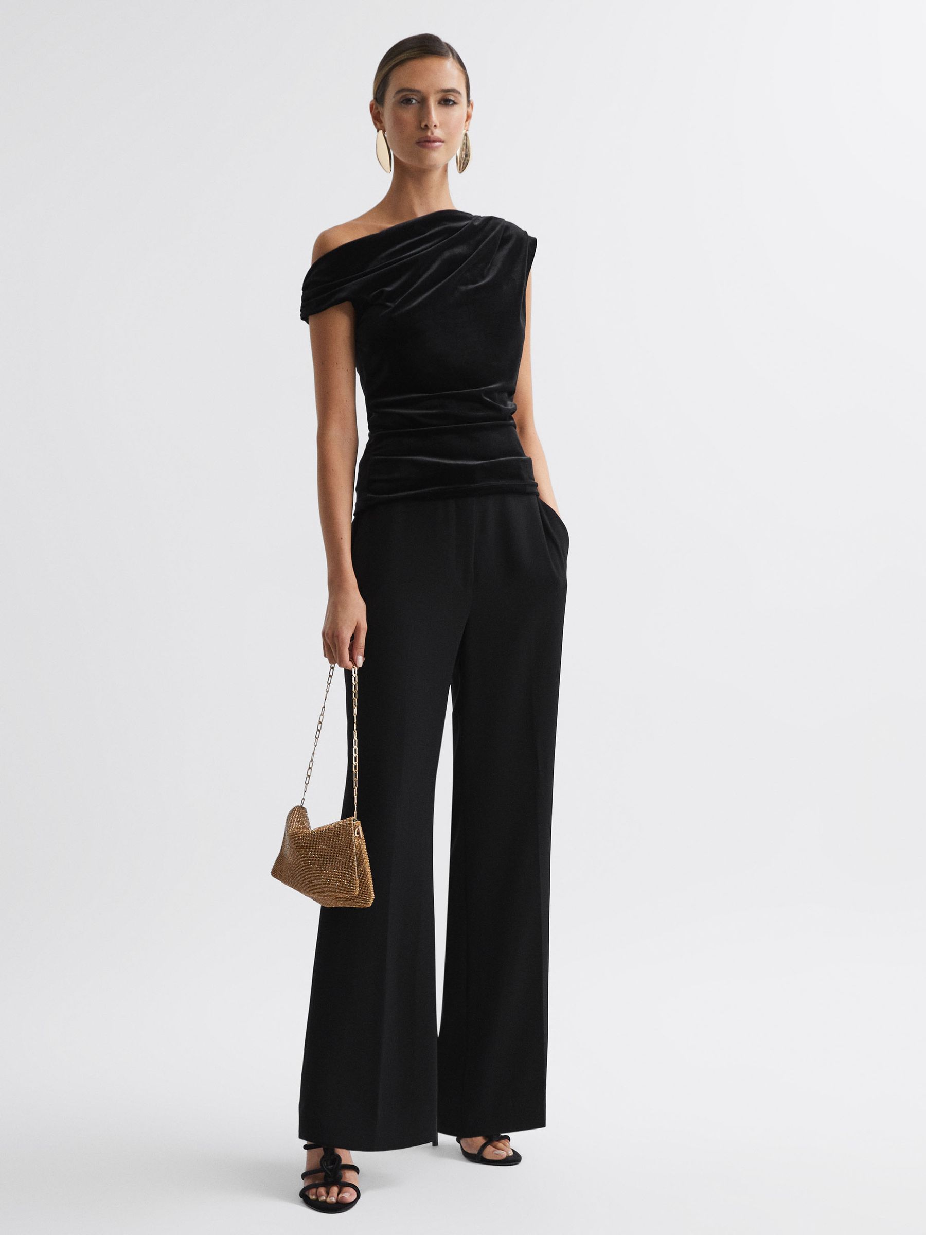 Buy Reiss Black Mia Velvet Off-The-Shoulder Top from the Next UK online ...