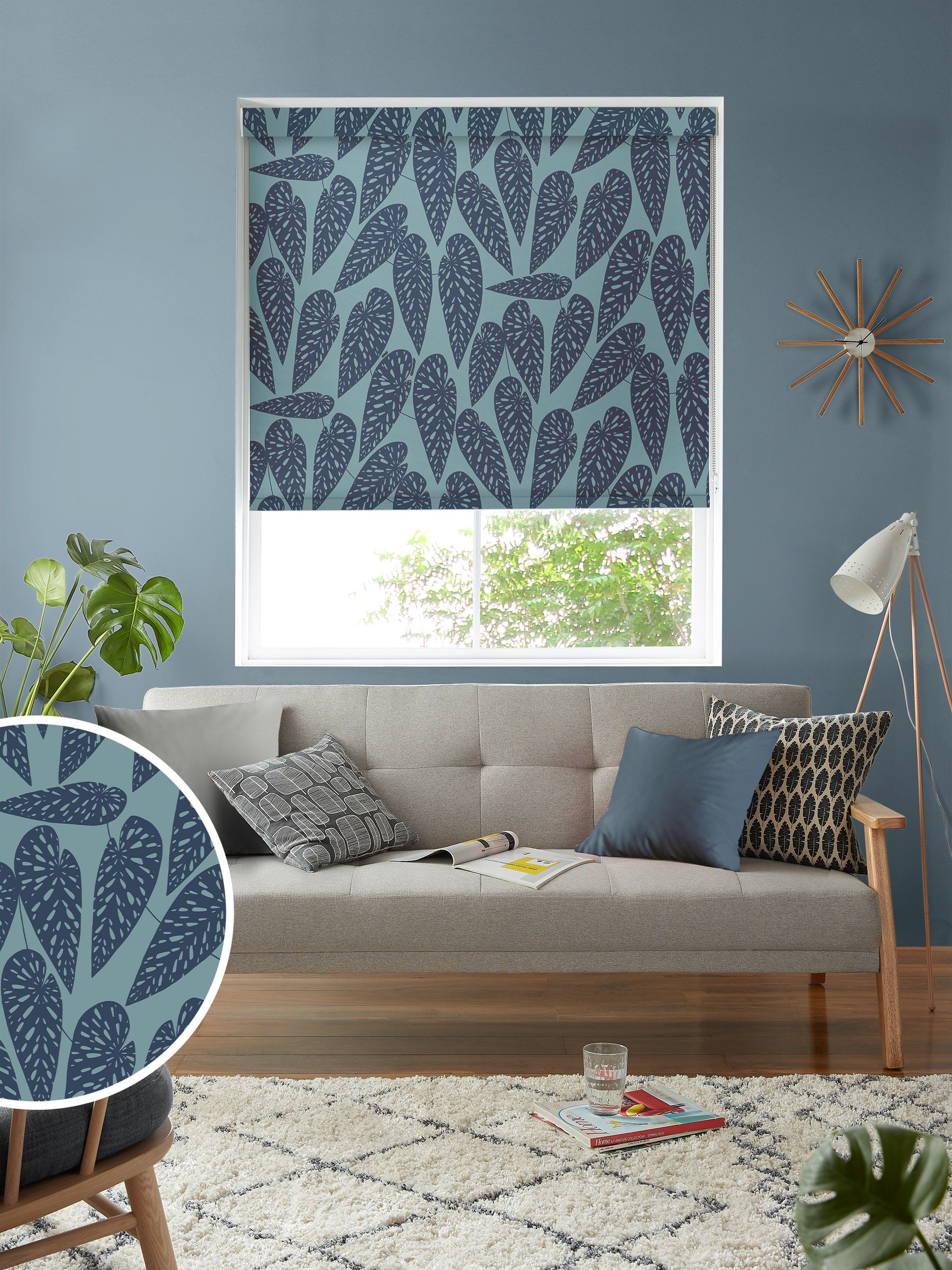 Buy MissPrint Blue Leaf Tropics Made to Measure Roller Blinds from the ...