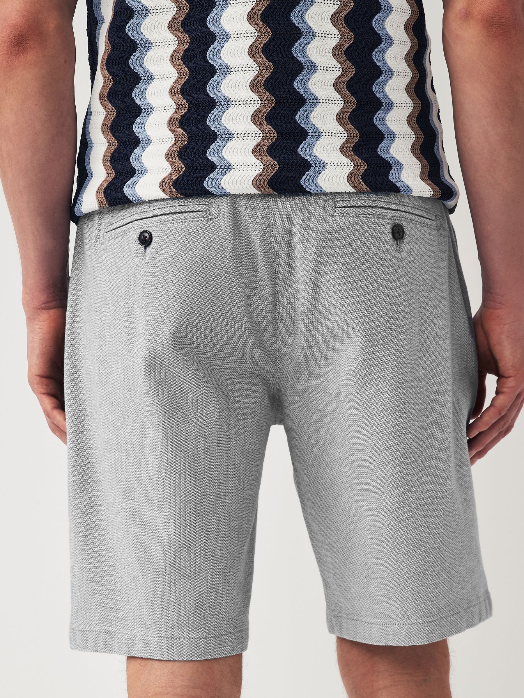 Buy Light Blue Texture Straight Fit Stretch Chinos Shorts from Next ...