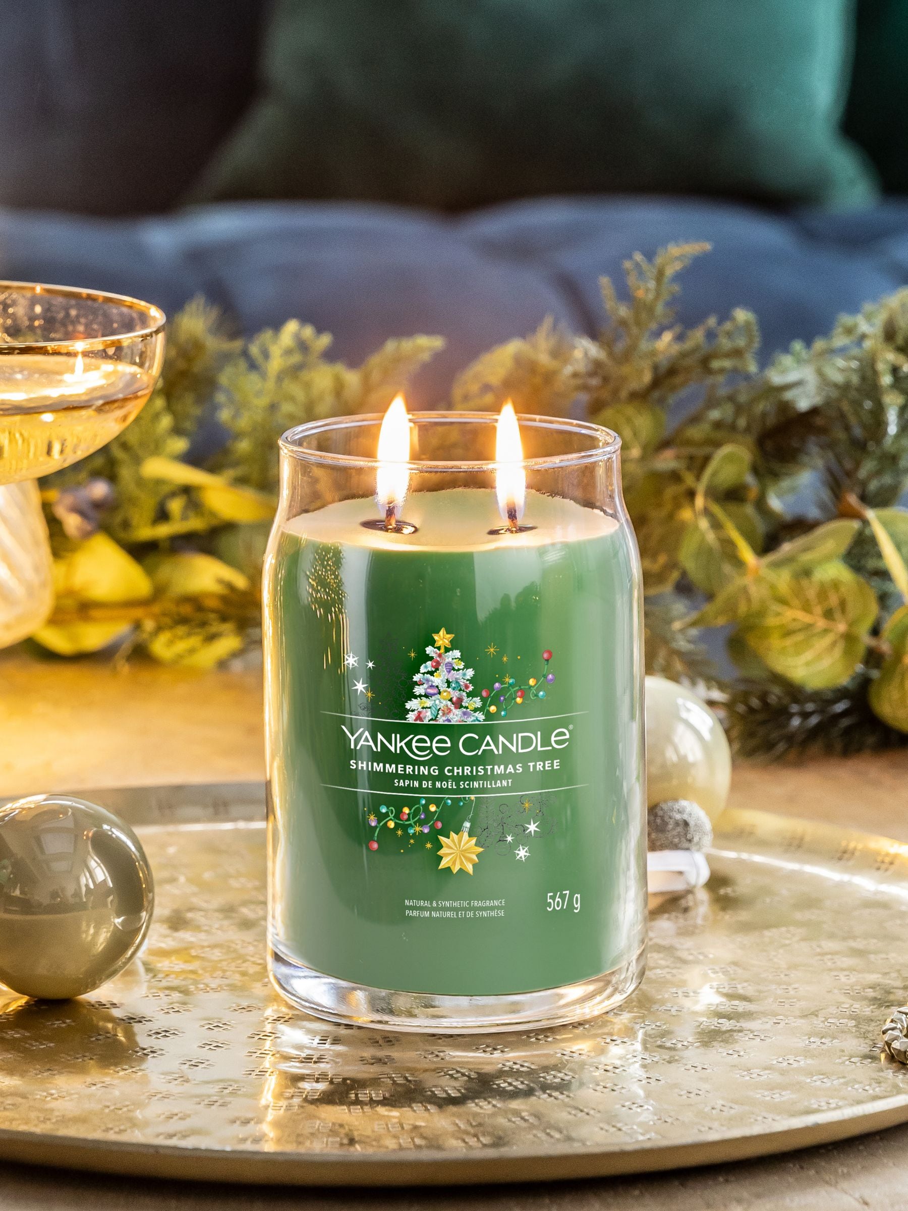 Buy Yankee Candle Green Signature Large Jar Shimmering Christmas Tree ...