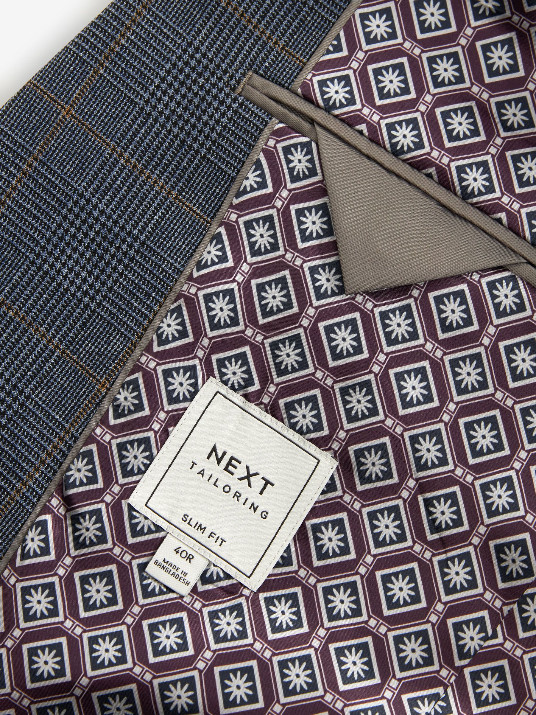 Buy Blue Slim Fit Trimmed Check Suit Jacket from Next Australia