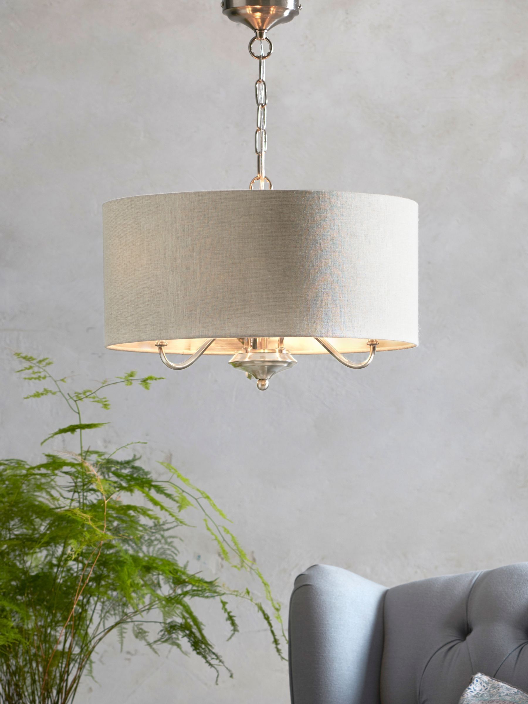 Buy Brushed Nickel Burford 3 Light Chandelier Ceiling Light from the ...