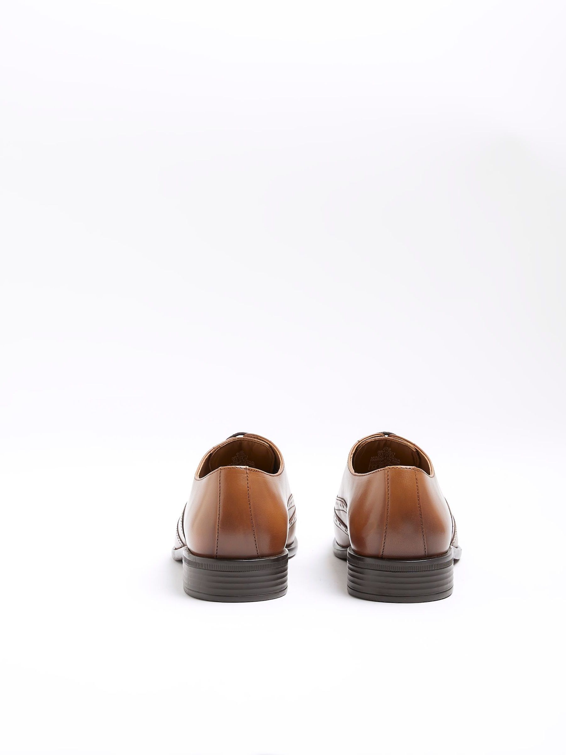 Buy River Island Brown Chrome Lace up Brogue Derby Shoes from the Next ...