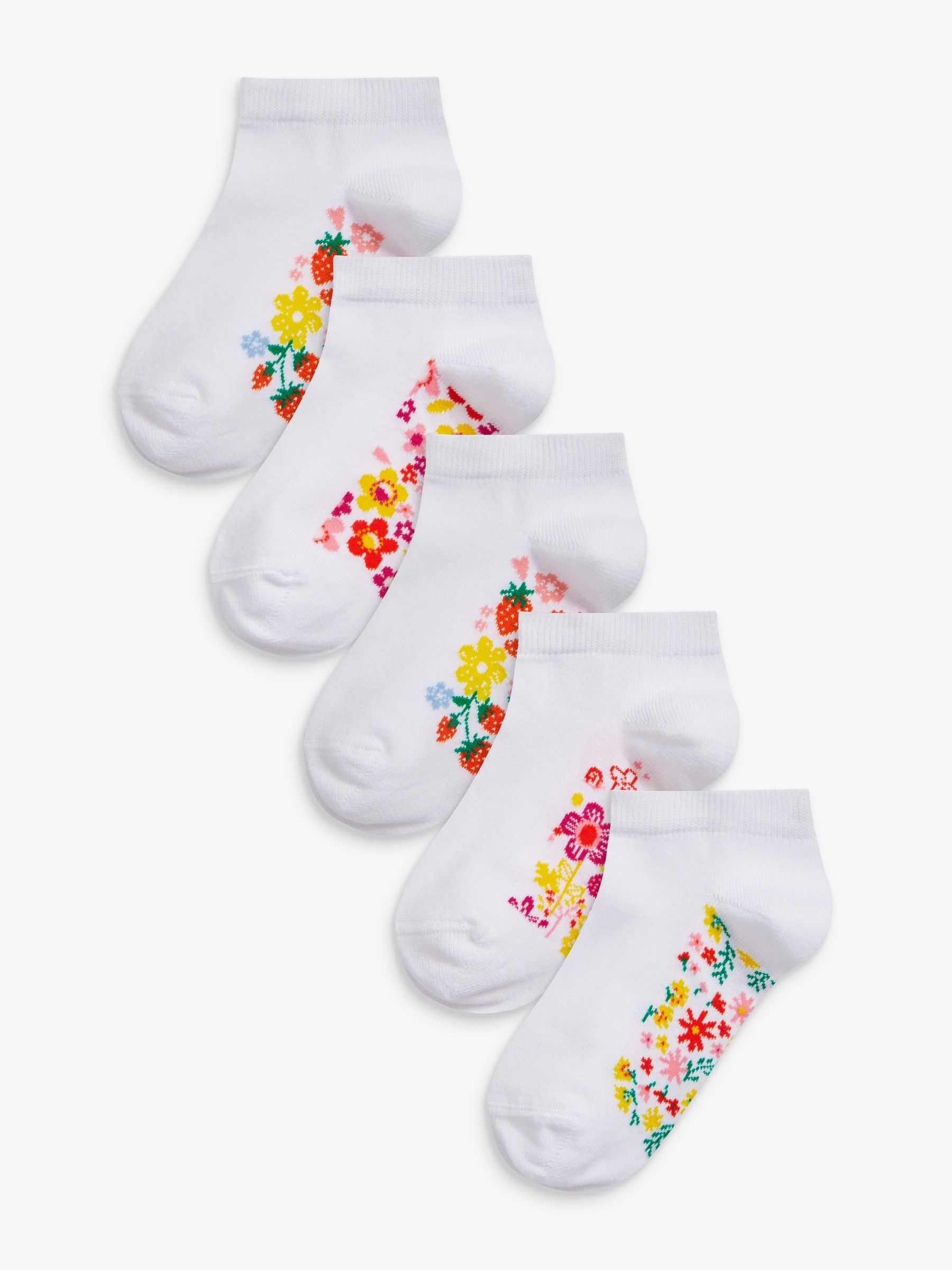 Buy White Floral 5 Pack Cotton Rich Footbed Trainer Socks from Next Israel
