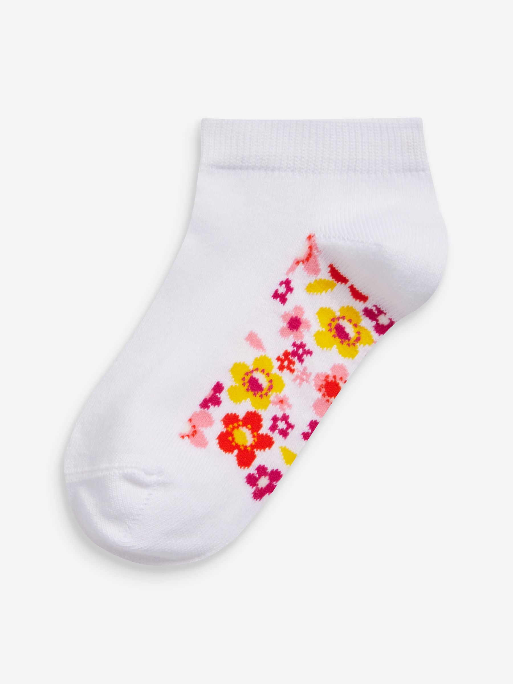 Buy White Floral 5 Pack Cotton Rich Footbed Trainer Socks from Next Ireland