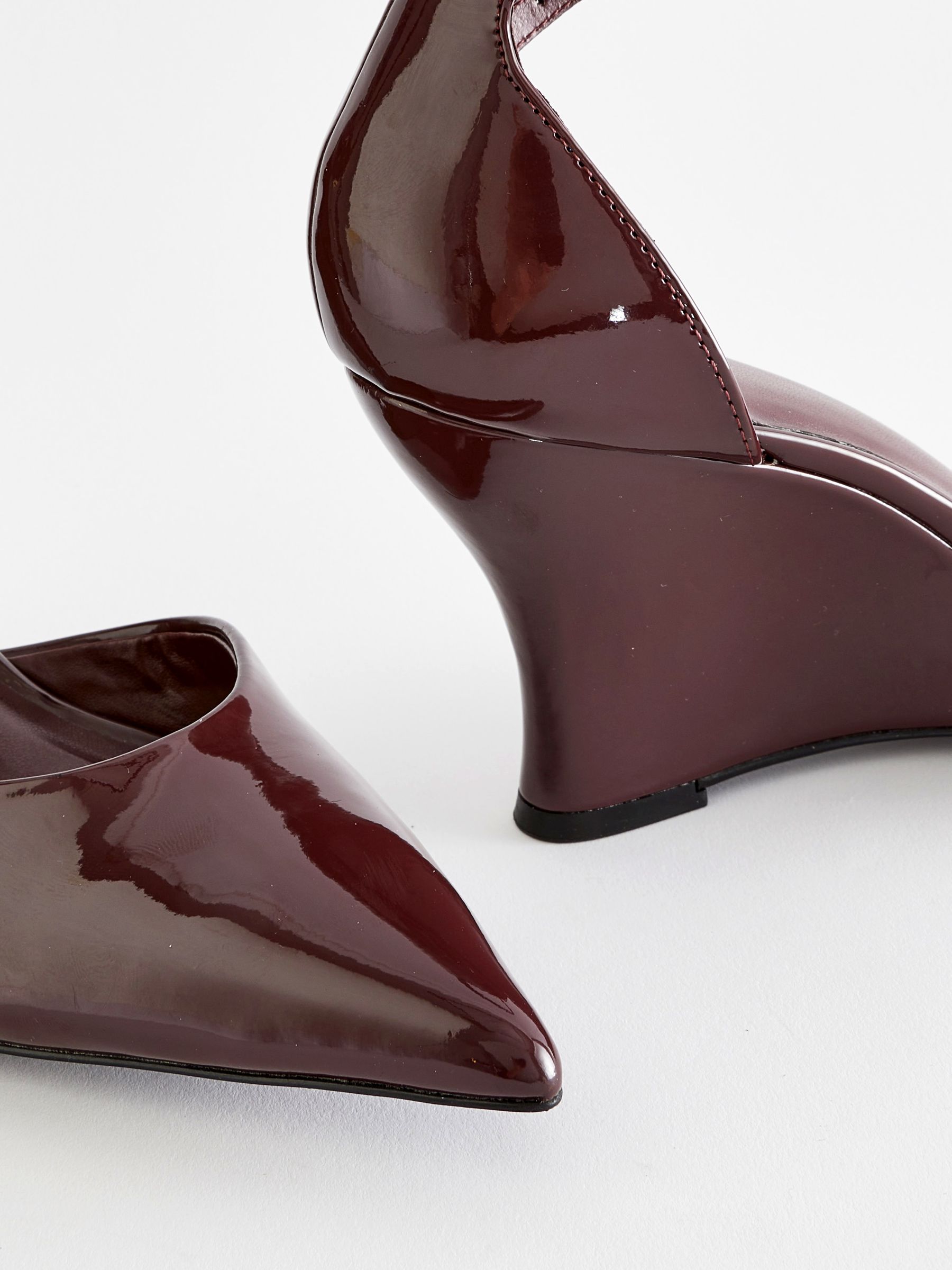 Buy Burgundy Red Forever Comfort® Double Strap Point Toe Curvy Wedges ...