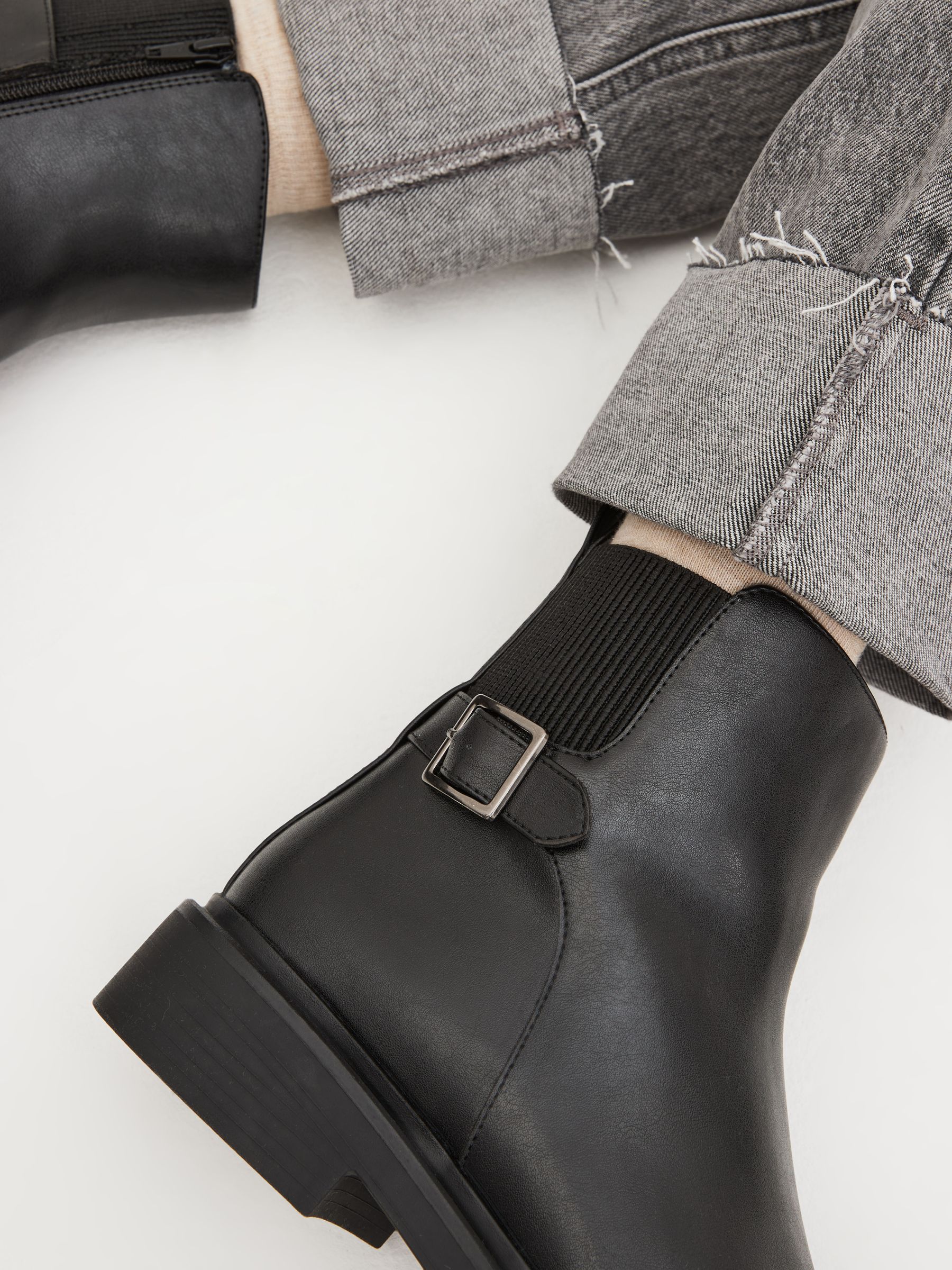 Buy Black Regular/Wide Fit Forever Comfort® Buckle Detail Ankle Boots ...