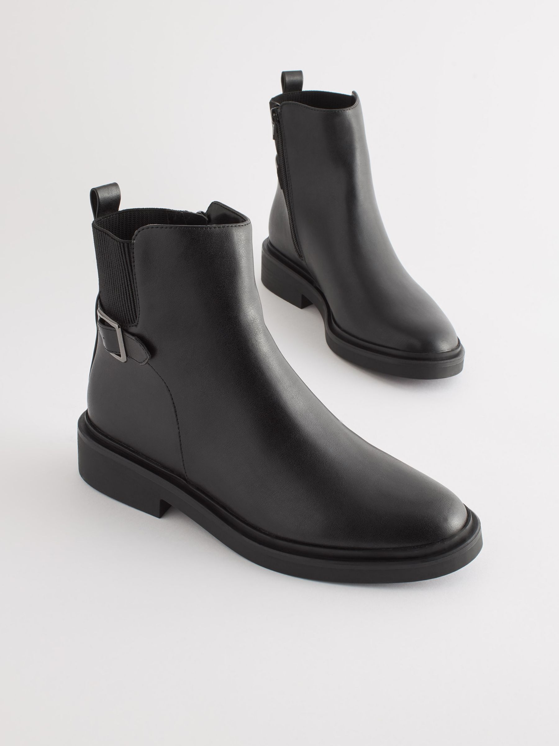 Buy Black Regular/Wide Fit Forever Comfort® Buckle Detail Ankle Boots ...