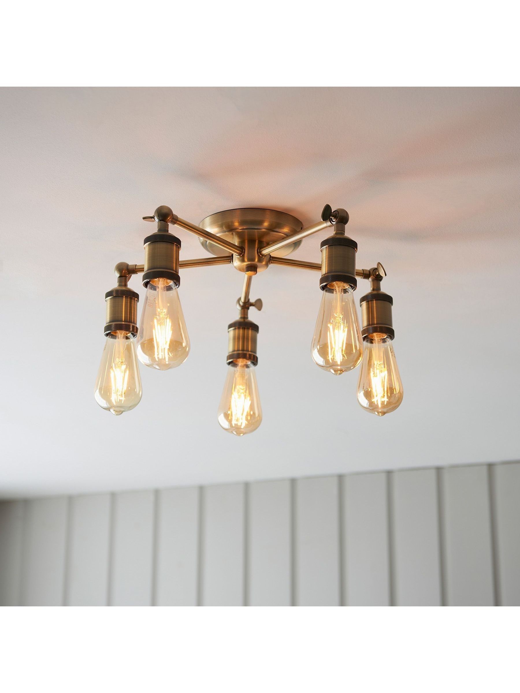 Buy Gallery Home Antique Brass Hamilton 5 Bulb Ceiling Light from the ...