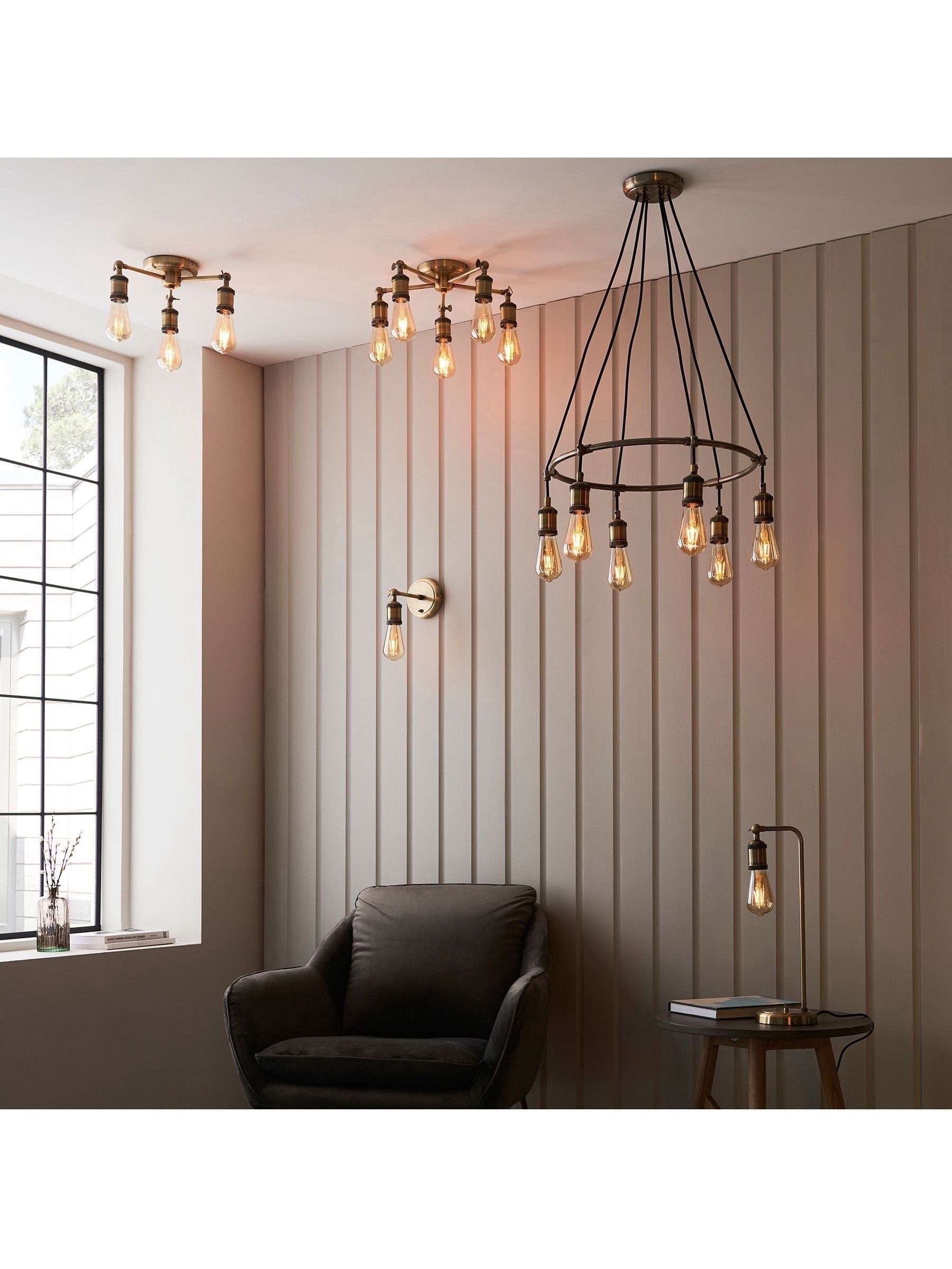 Buy Gallery Home Antique Brass Hamilton 5 Bulb Ceiling Light from the ...