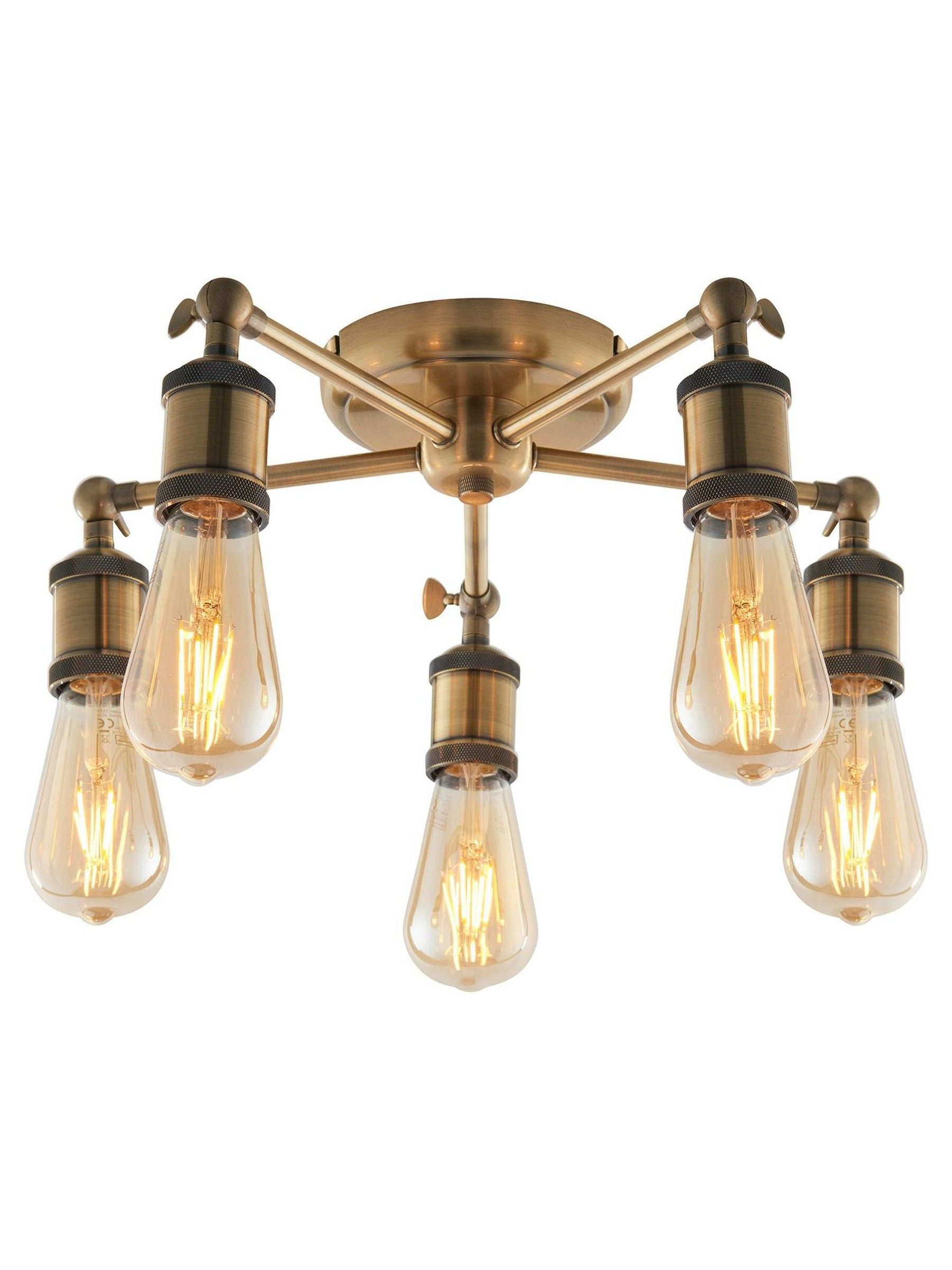 Buy Gallery Home Antique Brass Hamilton 5 Bulb Ceiling Light from the ...