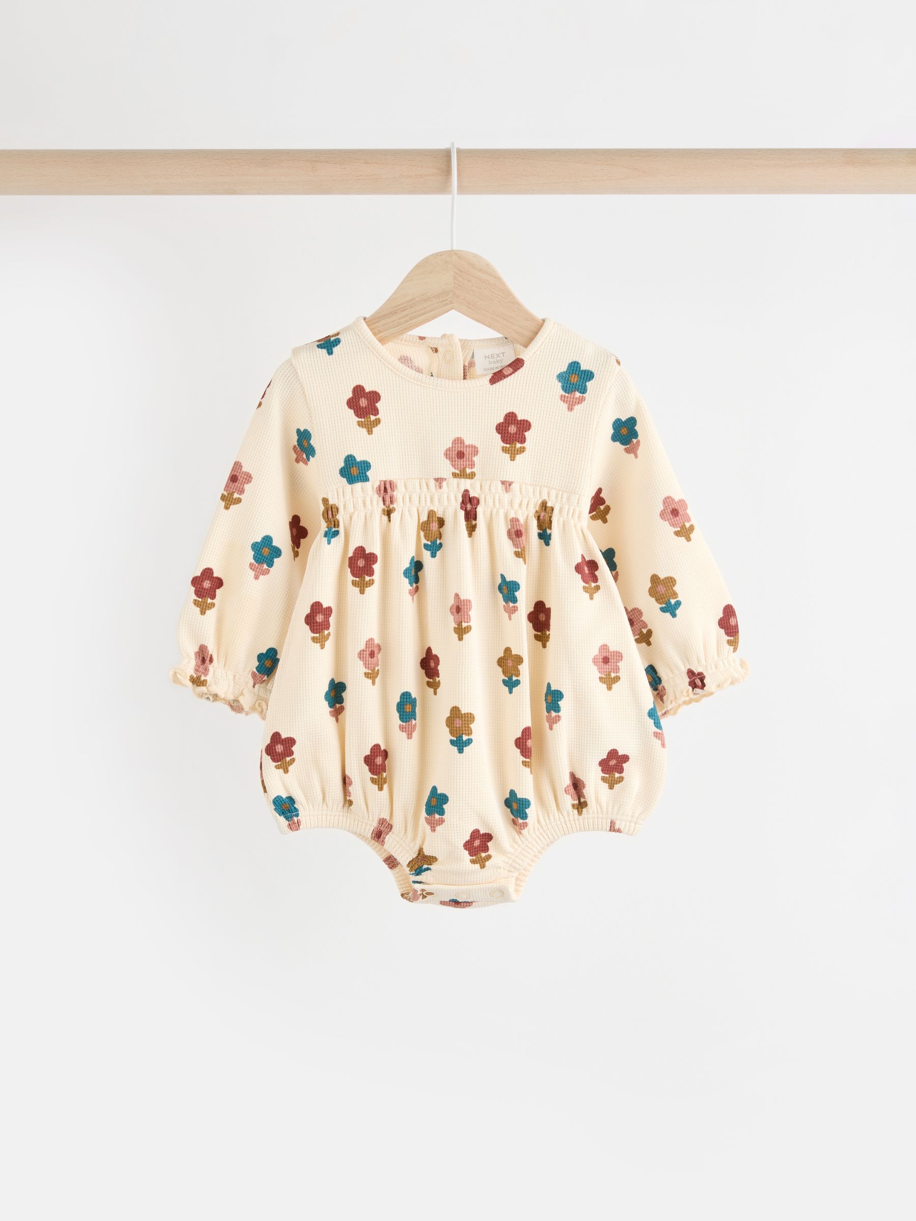 Buy Rust Brown/Cream Flower Print Baby Jersey Bloomer Rompers 2 Pack ...