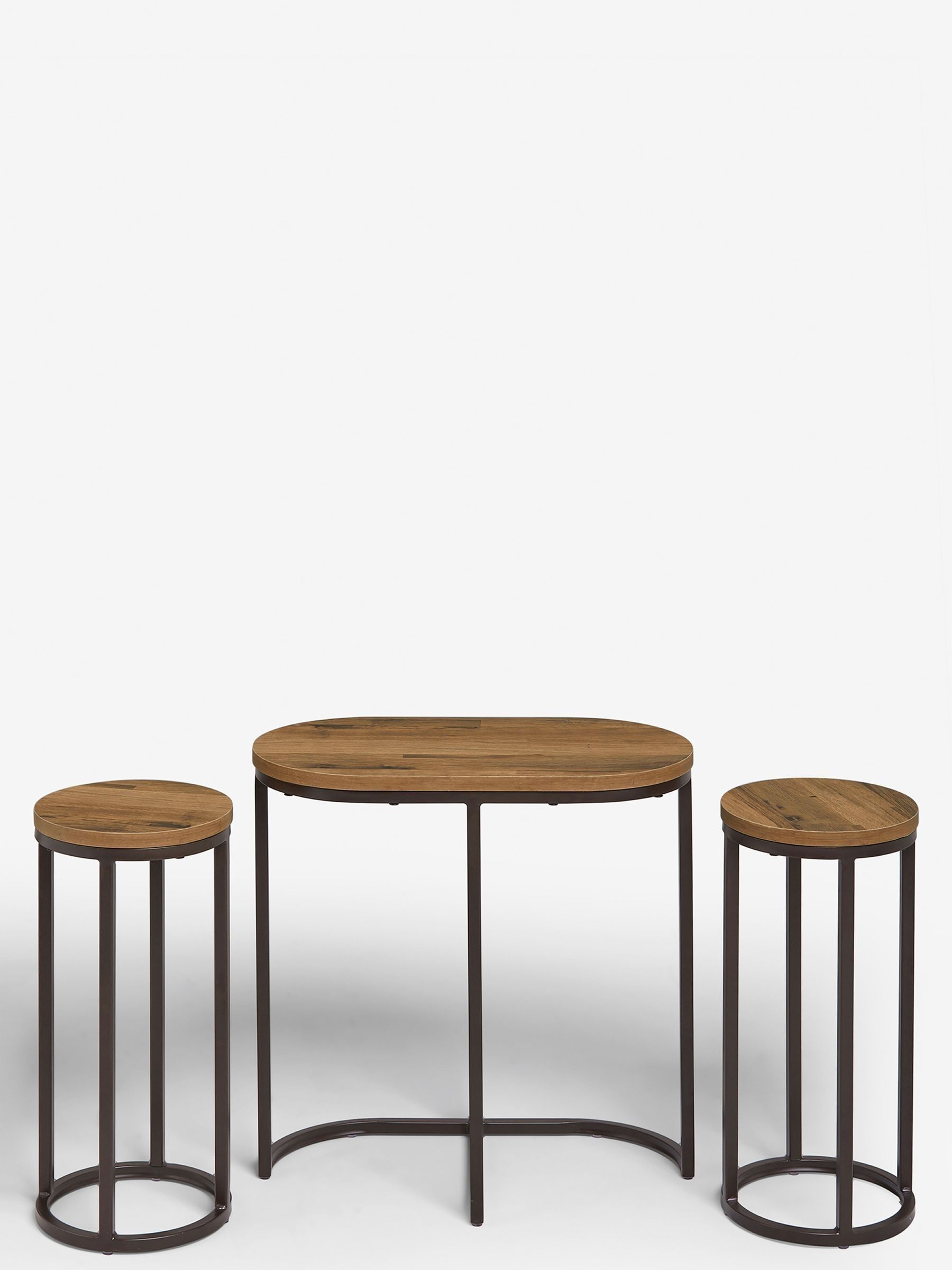 Buy Dark Bronx Oak Effect Round Set of 3 Nest of Tables from the Next ...