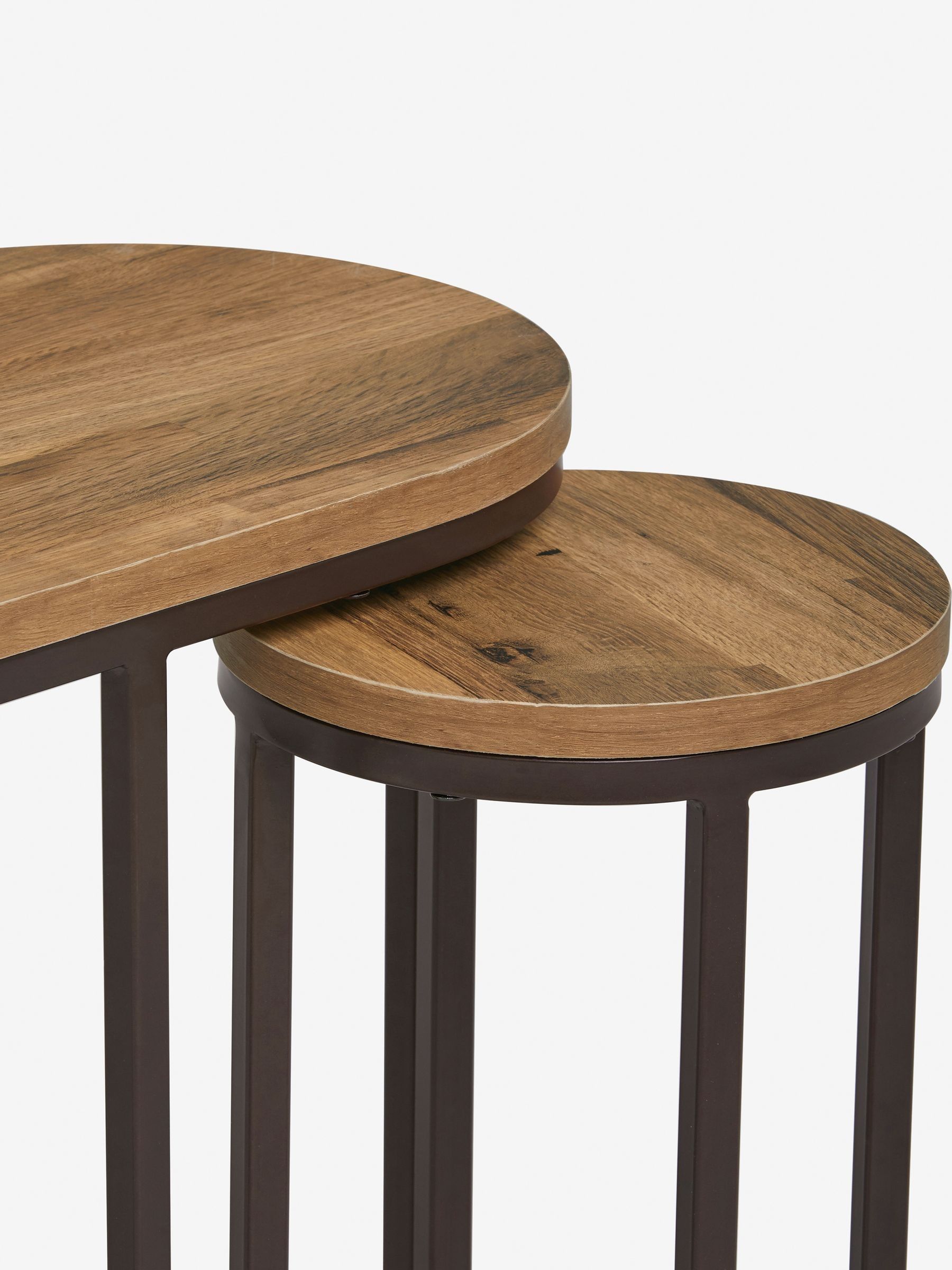 Dark Bronx Oak Effect Round Set of 3 Nest of Tables