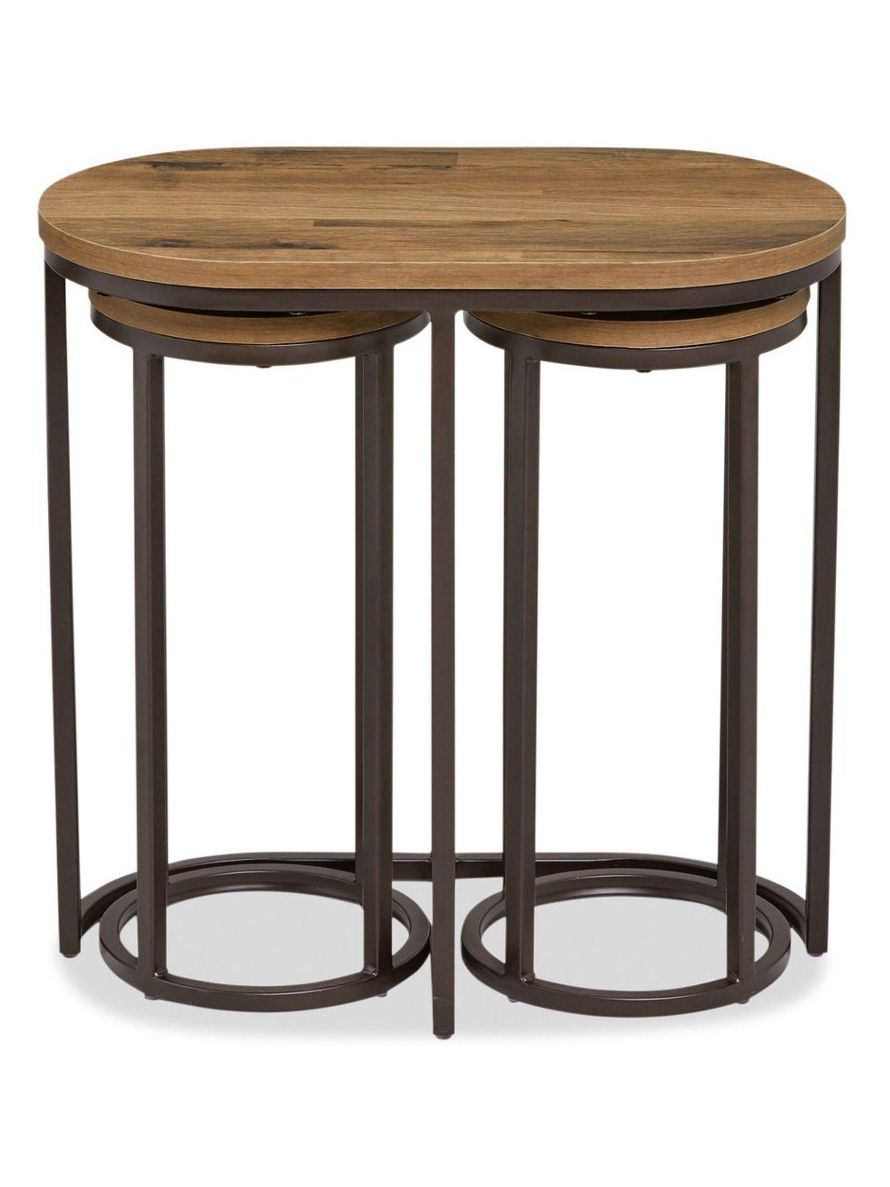 Buy Dark Bronx Oak Effect Round Set of 3 Nest of Tables from the Next ...
