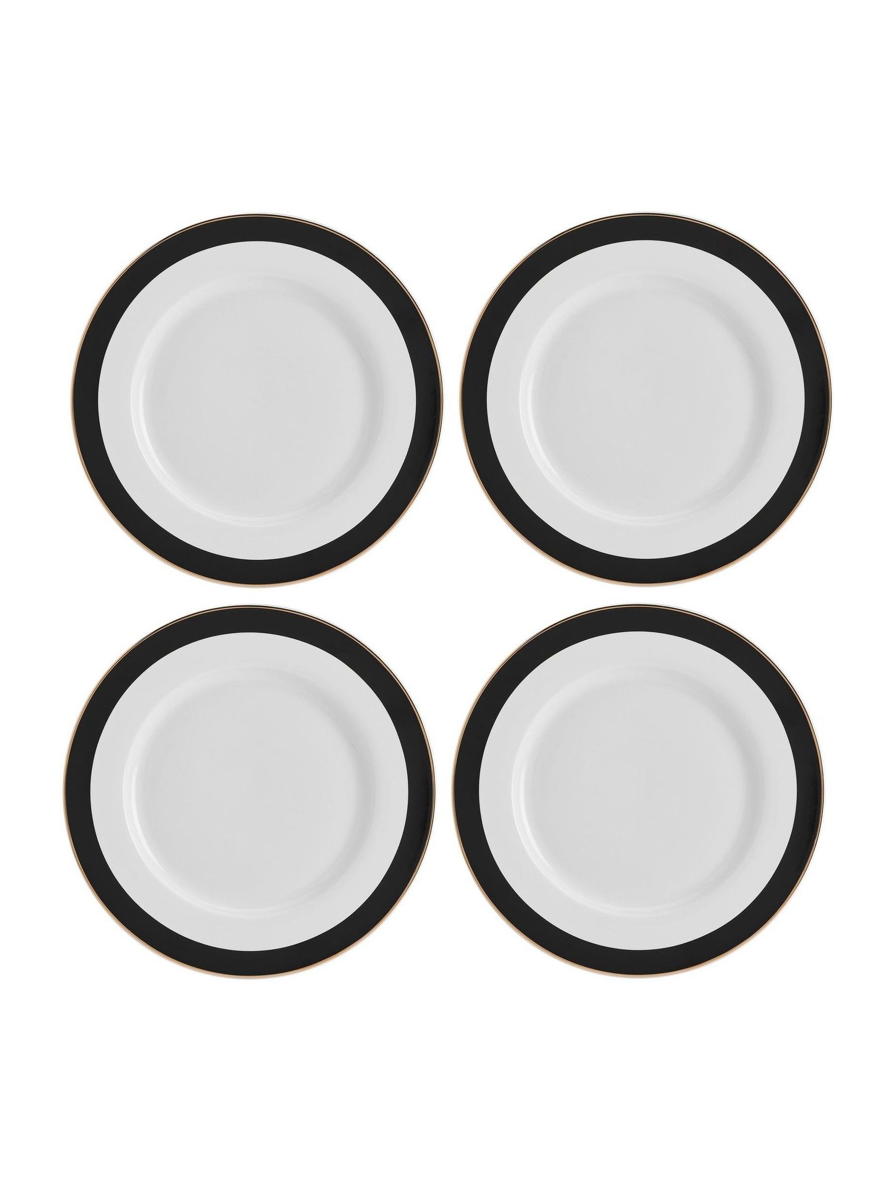 Buy Mikasa Set of 4 White Luxe Deco China Dinner Plate Gold Rim Dinner ...