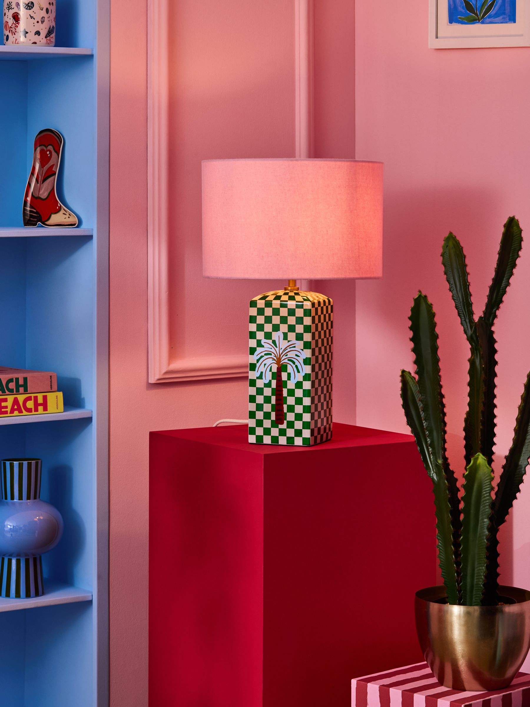Buy Eleanor Bowmer Green Palm Check Table Lamp from the Next UK online shop